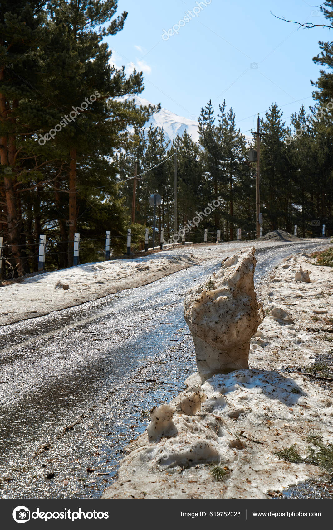 Dangerous Winding Road Mountains Mountain Streamer Early Spring ...