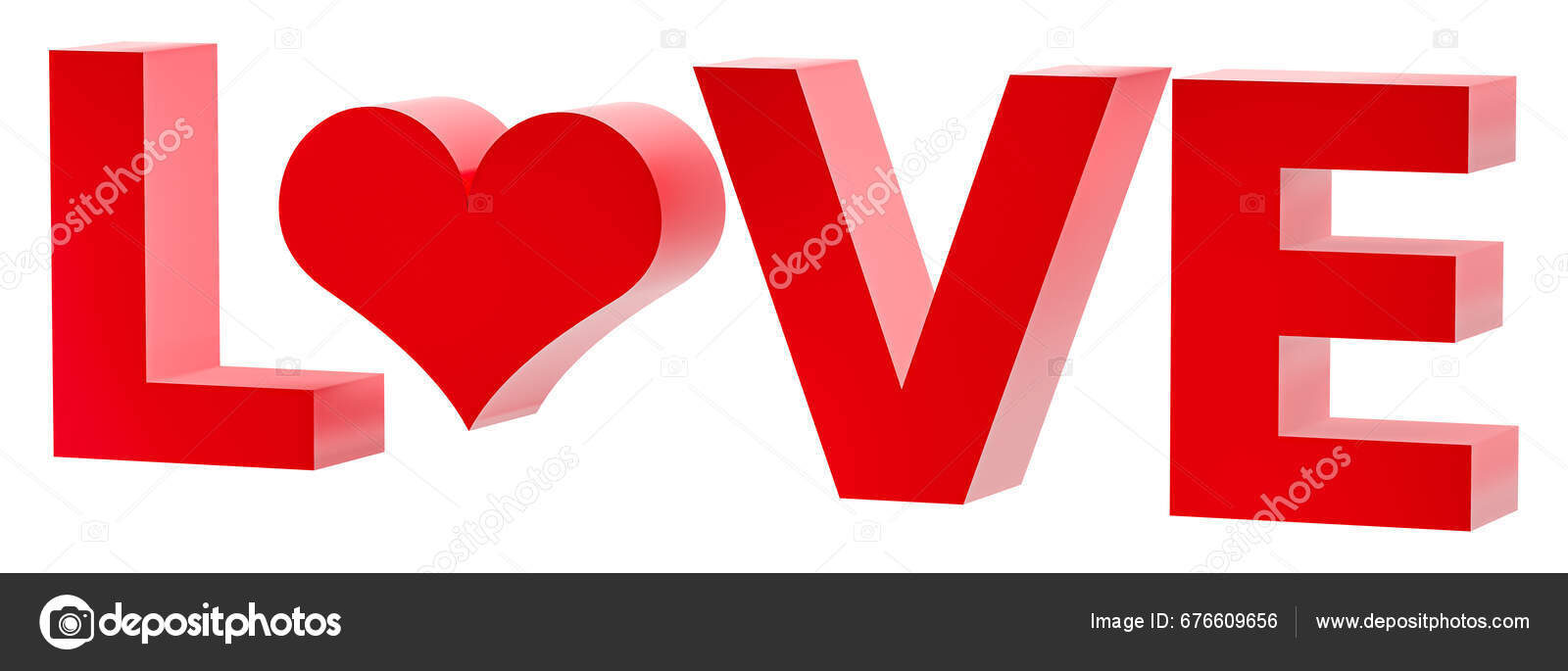 Word Love Isolated White Background Valentine Card Rendering — Stock ...