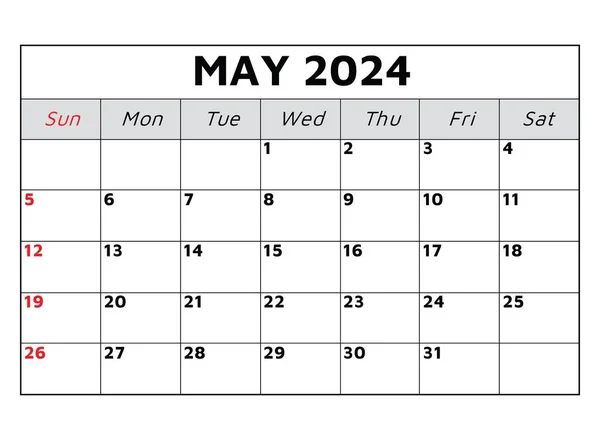 Maart 2024 Kalender Vector Illustratie Maandelijkse Planning Voor ...