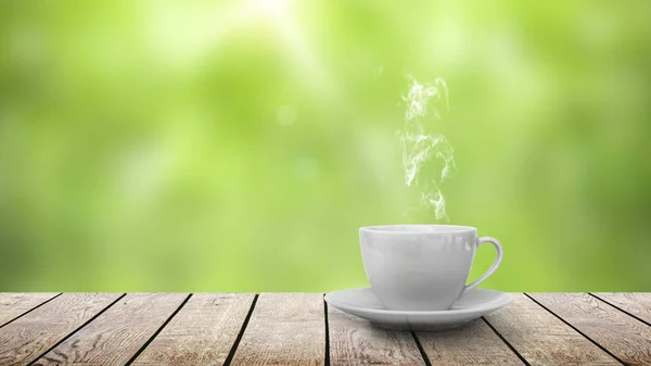 Morning Hot Coffee Table Sea Background — Stock Photo © vovan13 #606059176