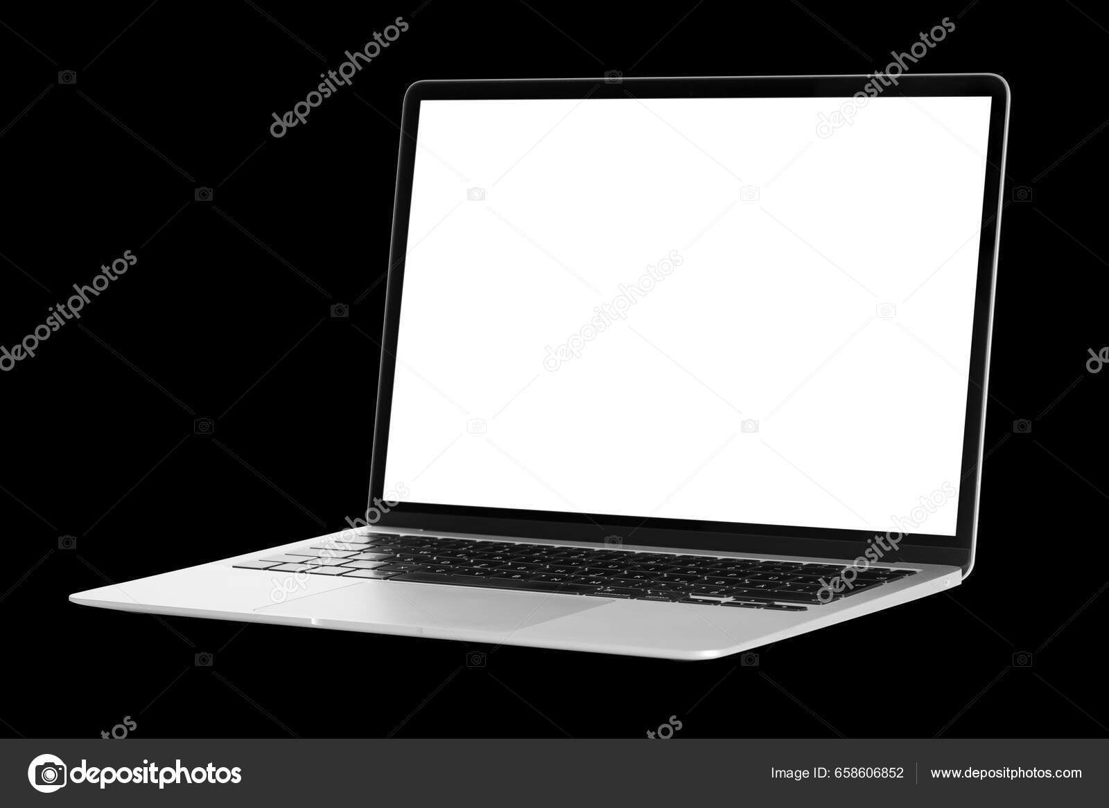 Modern Laptop Computer Black Background — Stock Photo © vovan13 #658606852