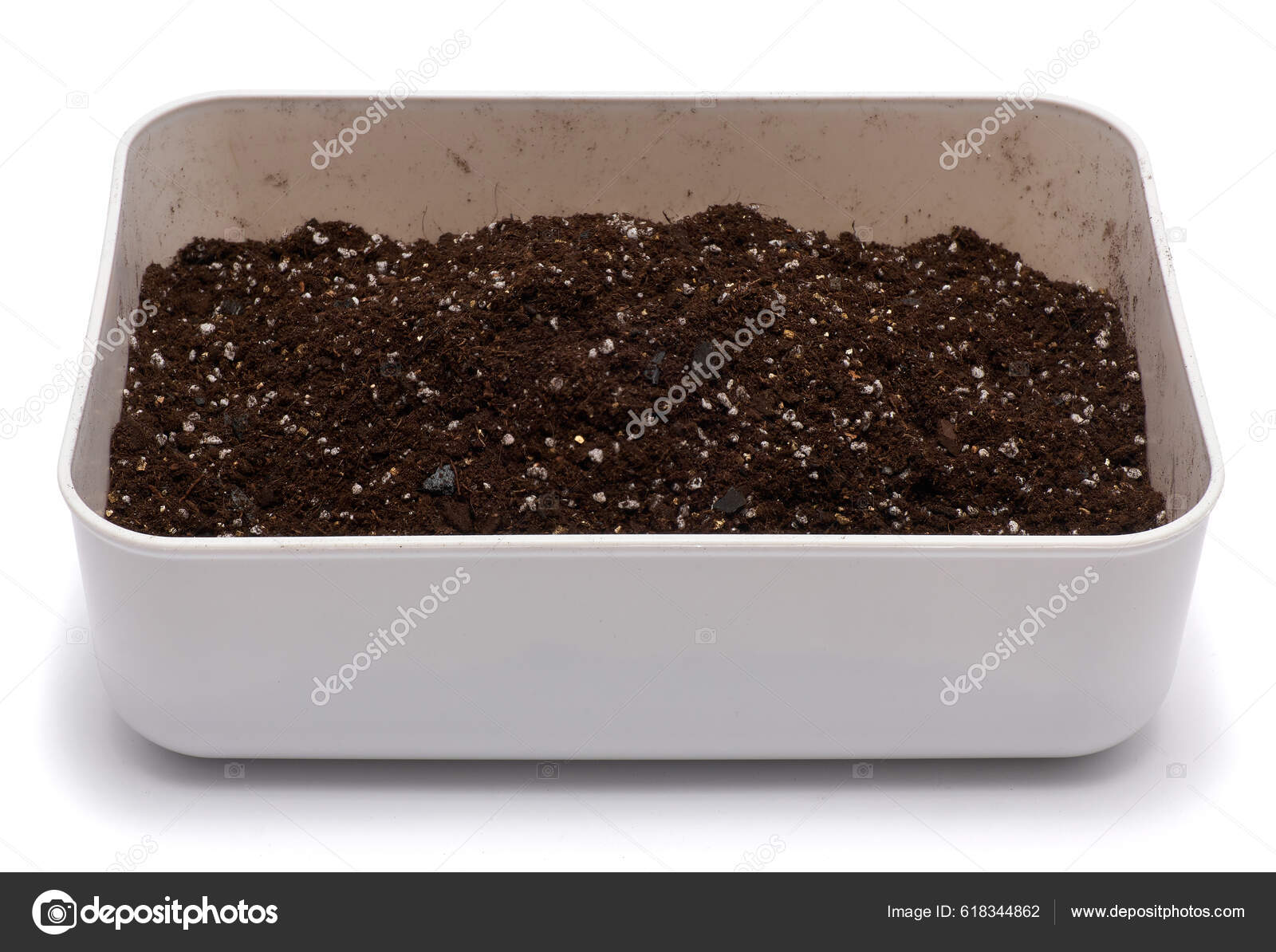 Plastic Box Substrate Soil Transplanting Houseplants Isolated White ...