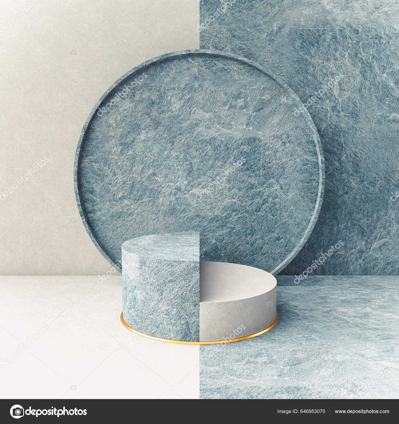 Podio Con Formas Geométricas Circulares Renderizar — Foto de stock ...