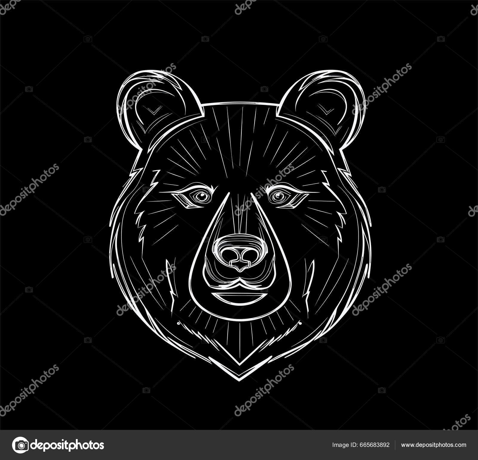 Oso Símbolo Emblema Logotipo Blanco Ilustración Vectorial Aislada Sobre ...