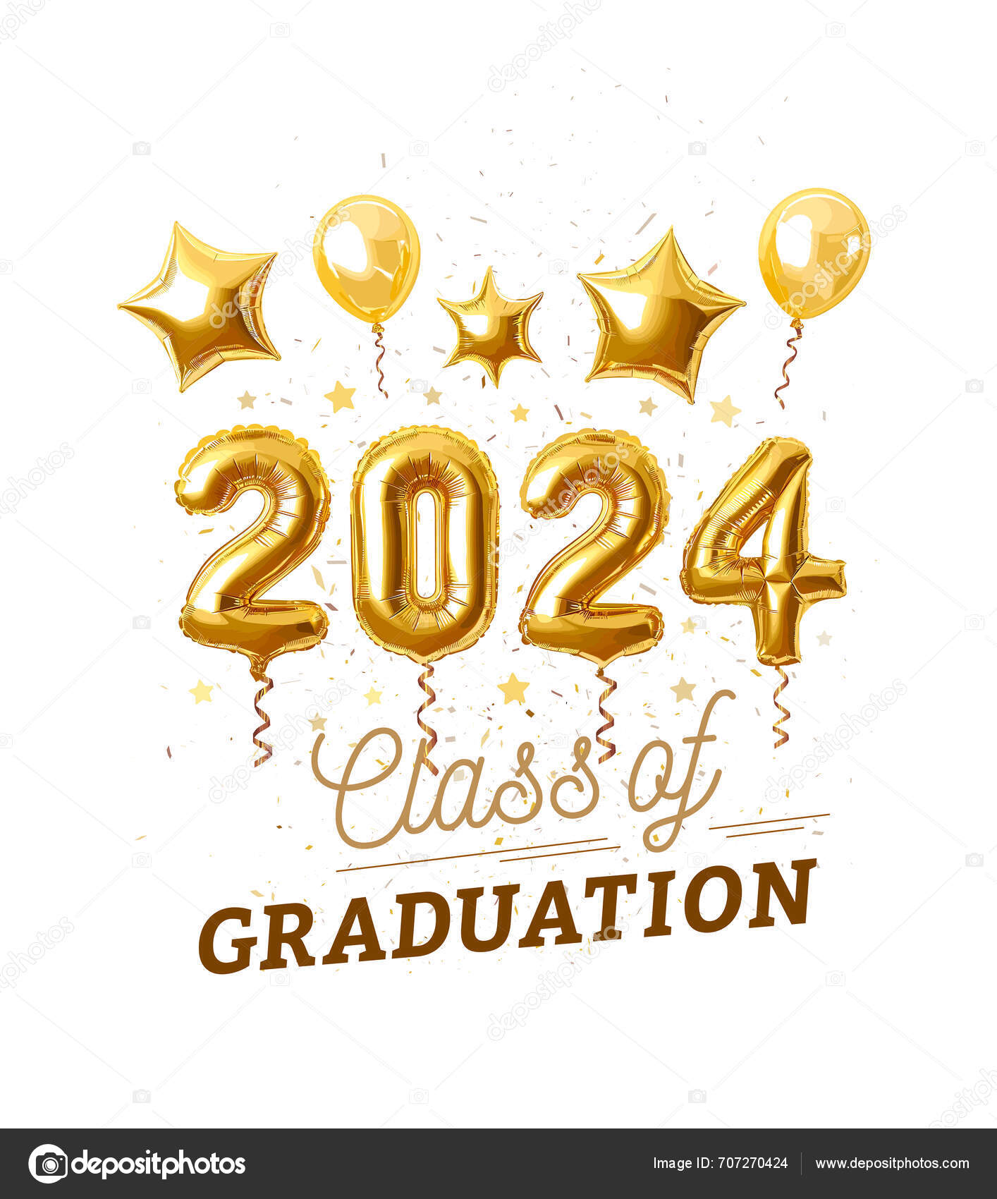 Graduating Class 2024 Balloon Numbers Congratulations Confetti Stock ...