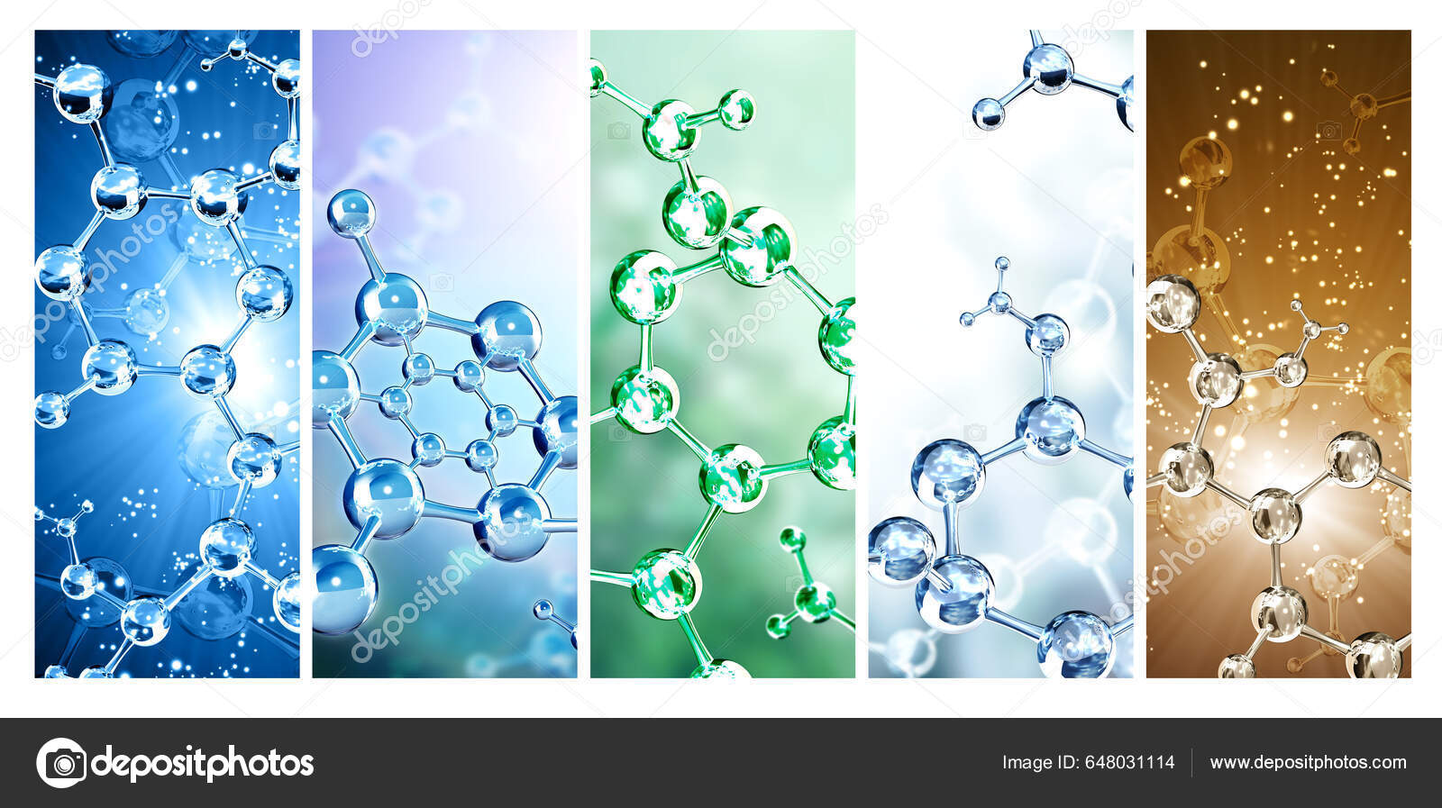 Set Vertical Banners Models Abstract Molecular Structure Collection ...