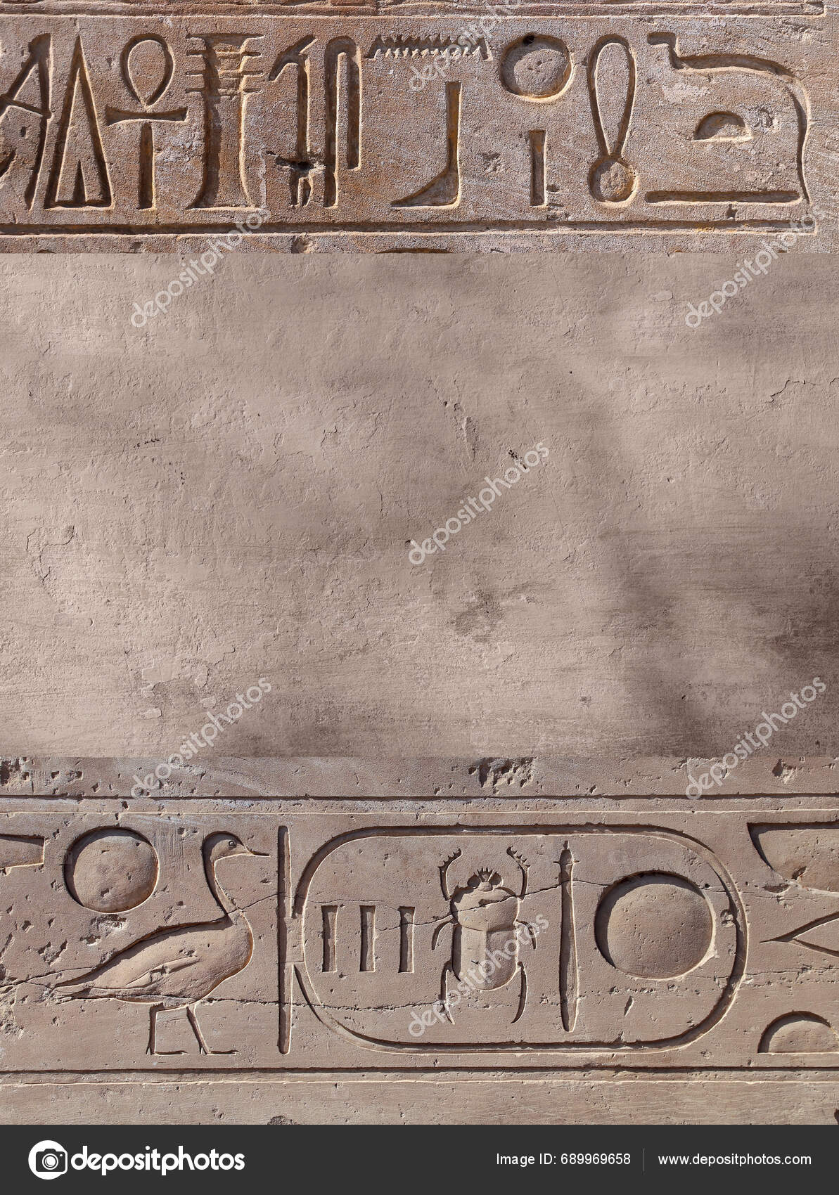 Vertical Background Ancient Egyptian Hieroglyphs Stone Wall Egypt ...