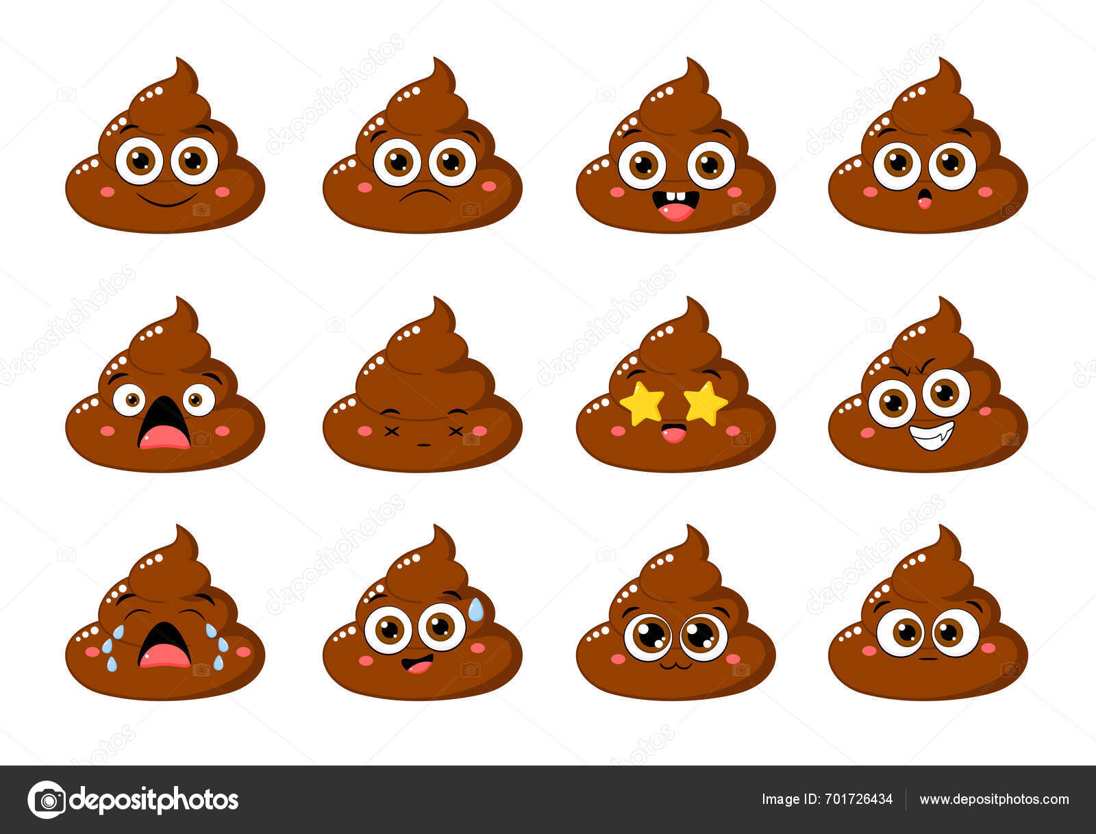 Colección Lindo Caca Divertida Con Diferente Estado Ánimo Conjunto ...