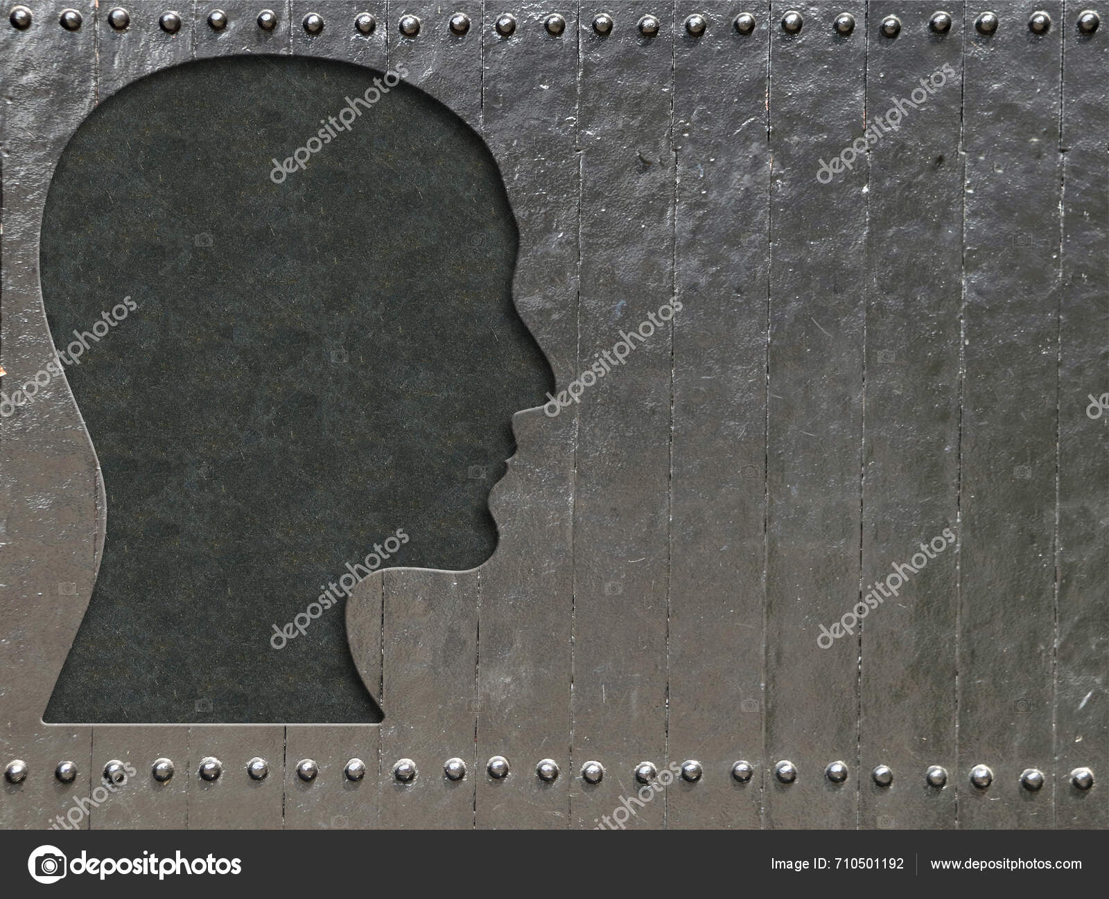 Retro Notice Board Shape Human's Head Man Profile Shaped Hole — Stock ...