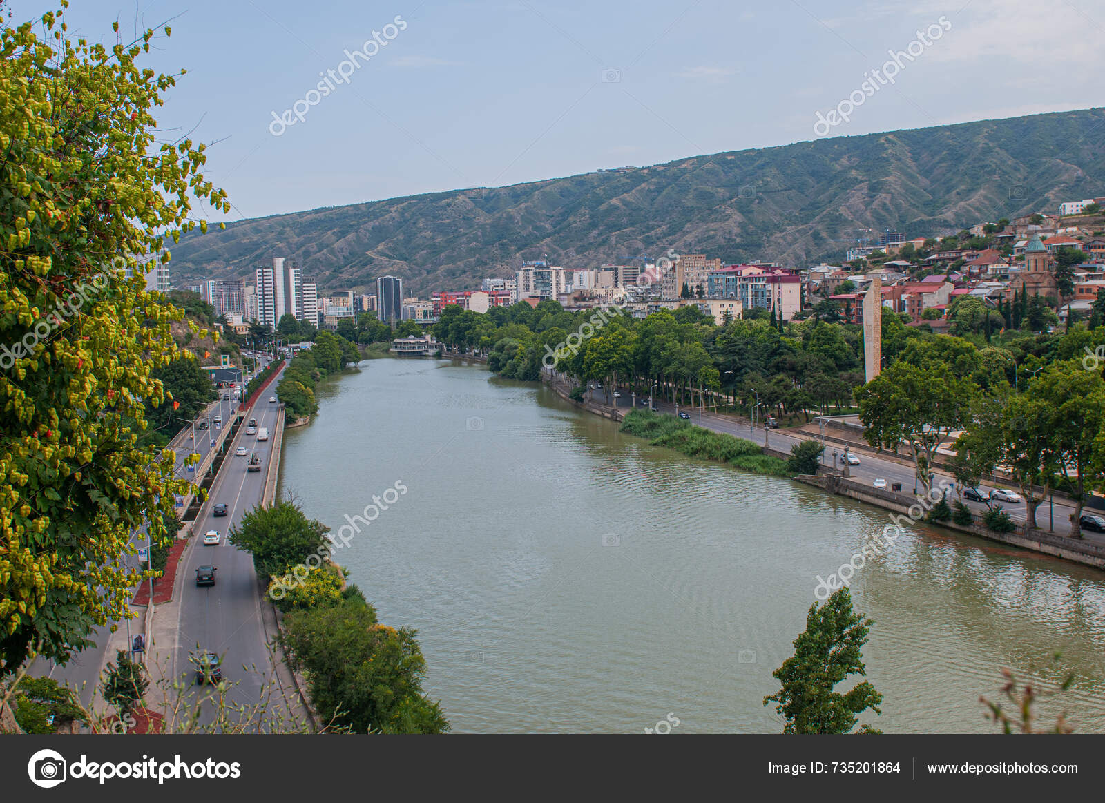 Scenic View Kura Mtkvari River Old Town Tbilisi Georgia Tbilisi — Stock ...