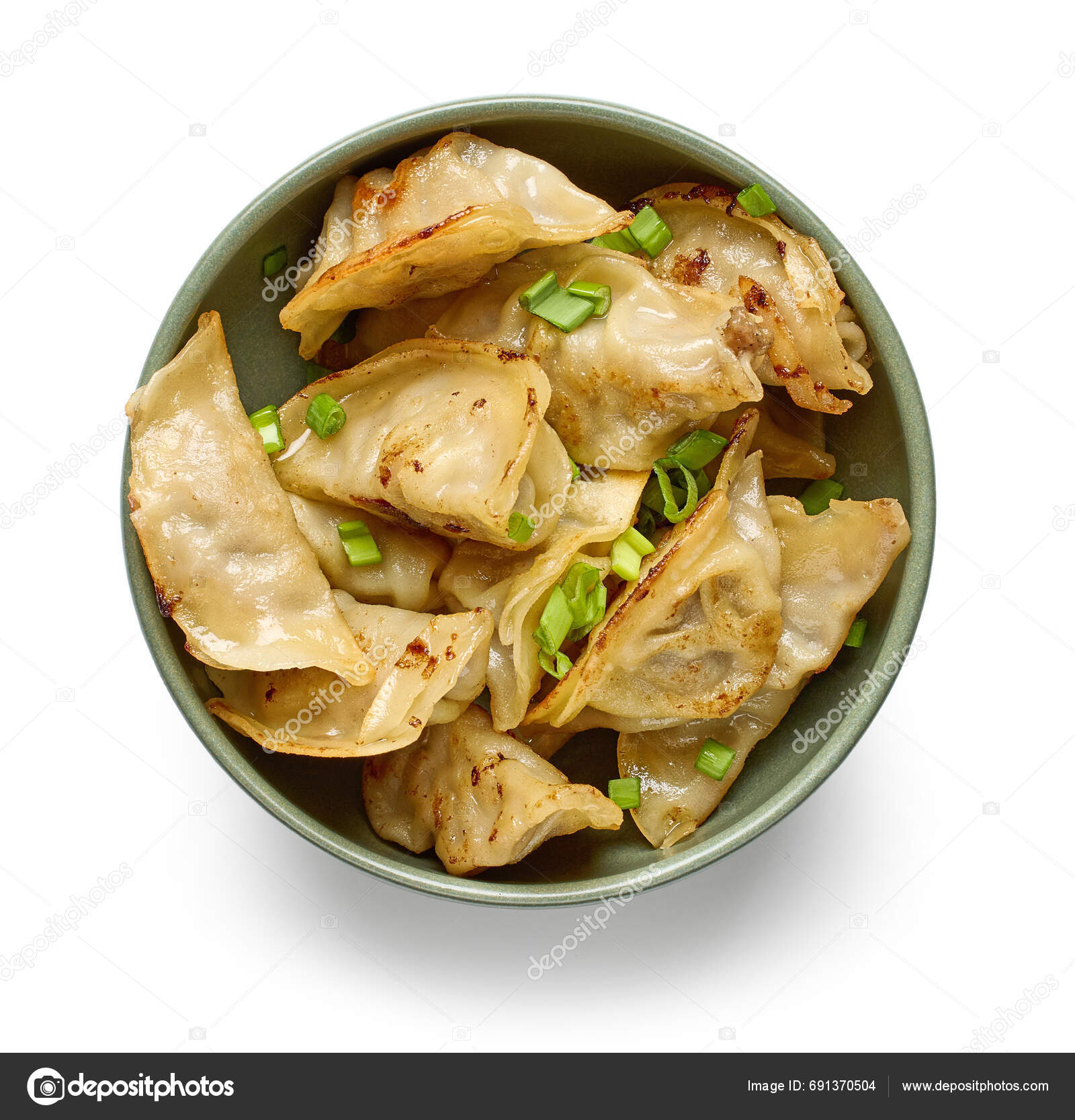 Bowl Asian Dumplings Isolated White Background Top View — Stock Photo ...