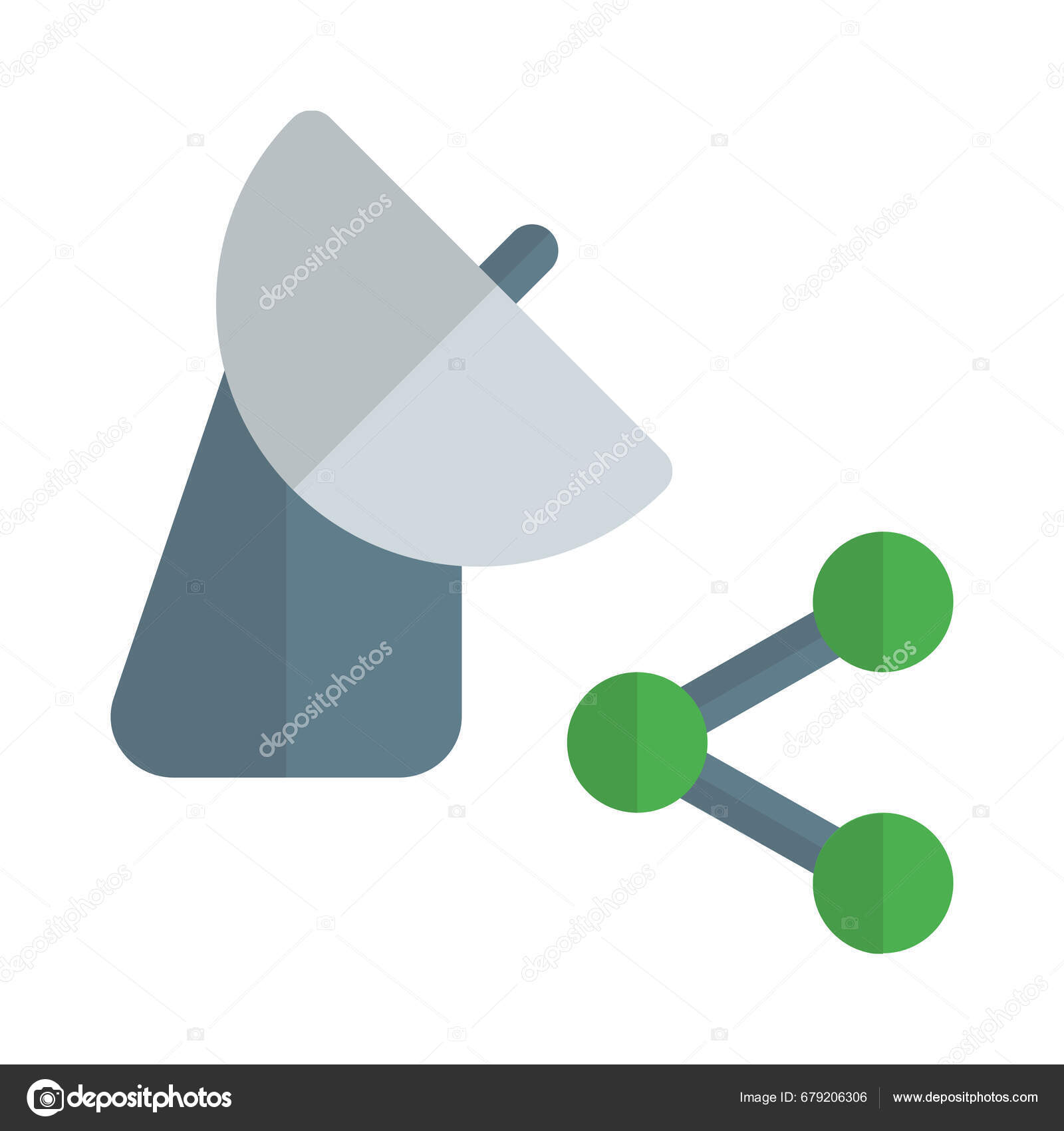 Share Network Dish Satellite Isolated White Background Stock Vector by ...