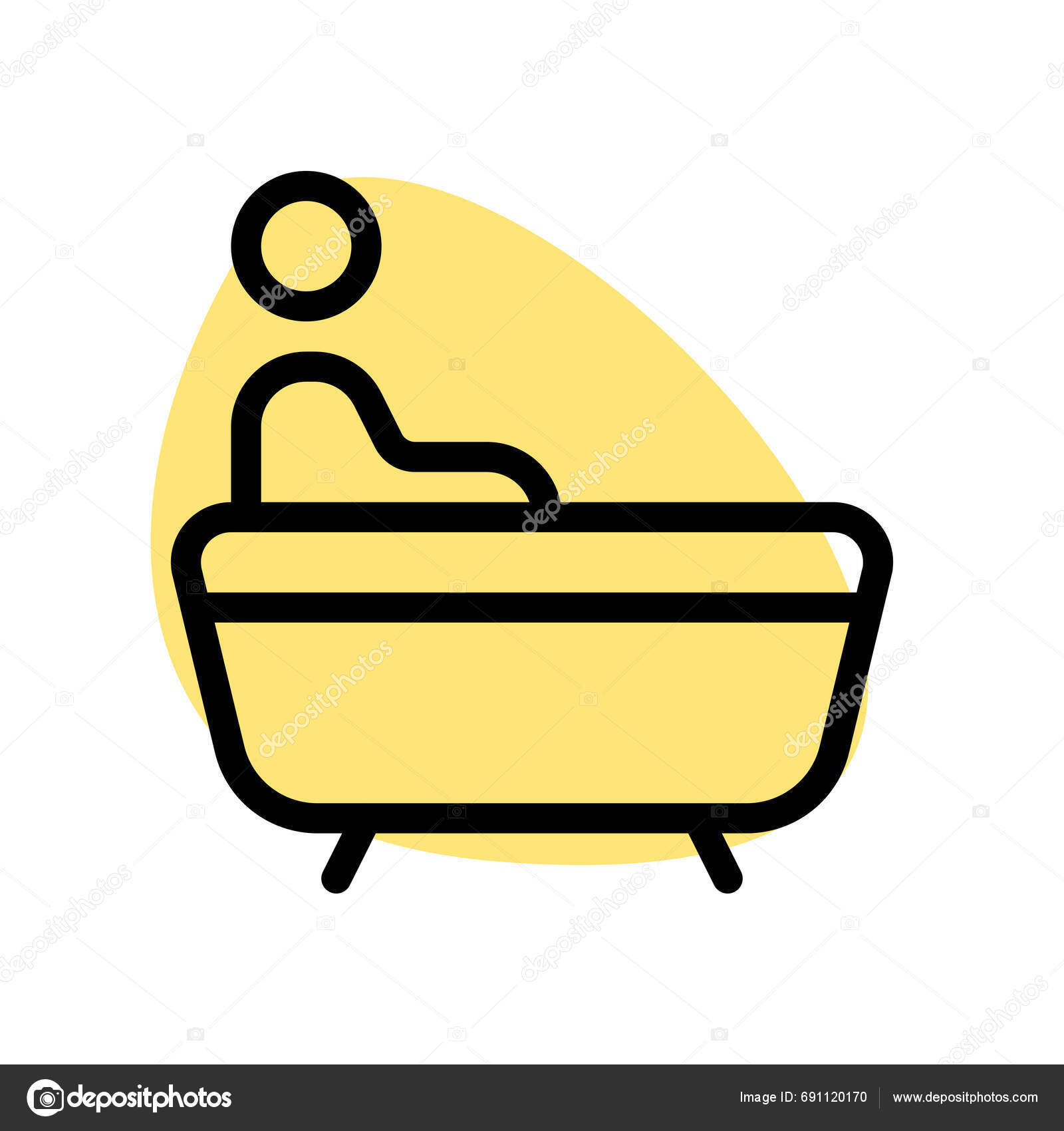 Person Taking Bath His Bathroom Isolated White Background Stock Vector ...