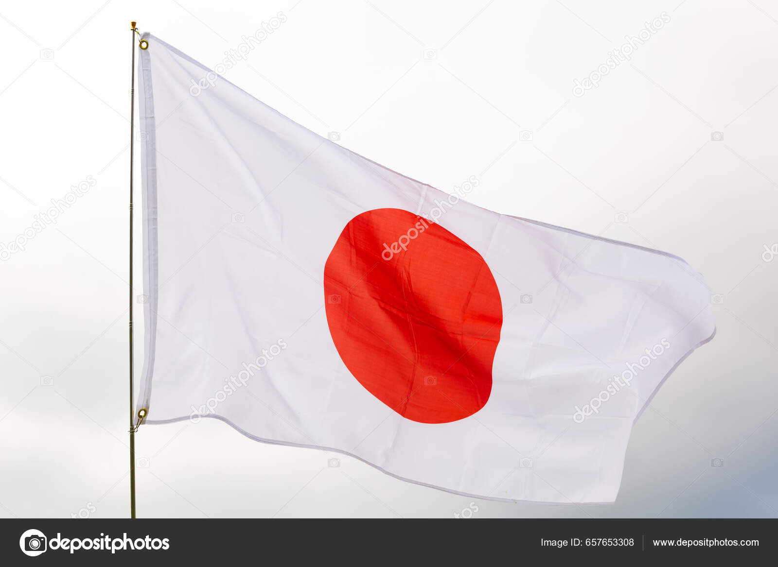 Flag Japan Flying Blue Sky — Stock Photo © Jim_Filim #657653308