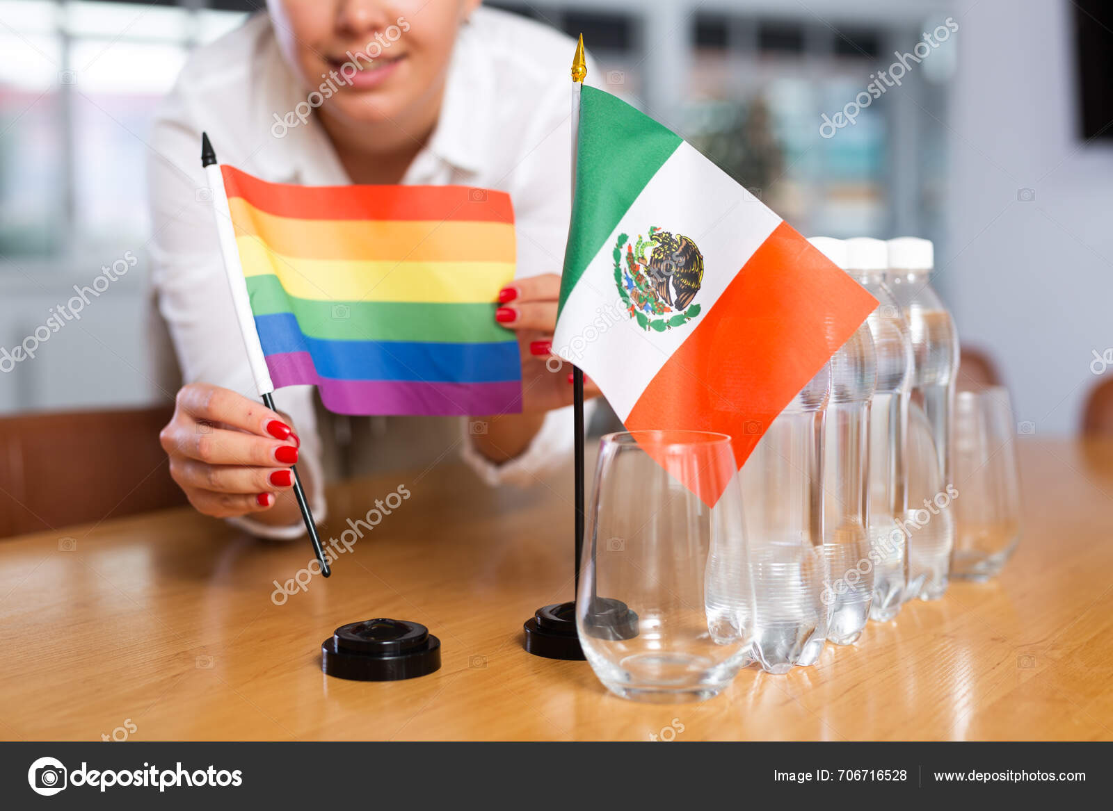 Secretary Shows Flags Mexico Lgbt Table Preparing Meeting Negotiations ...