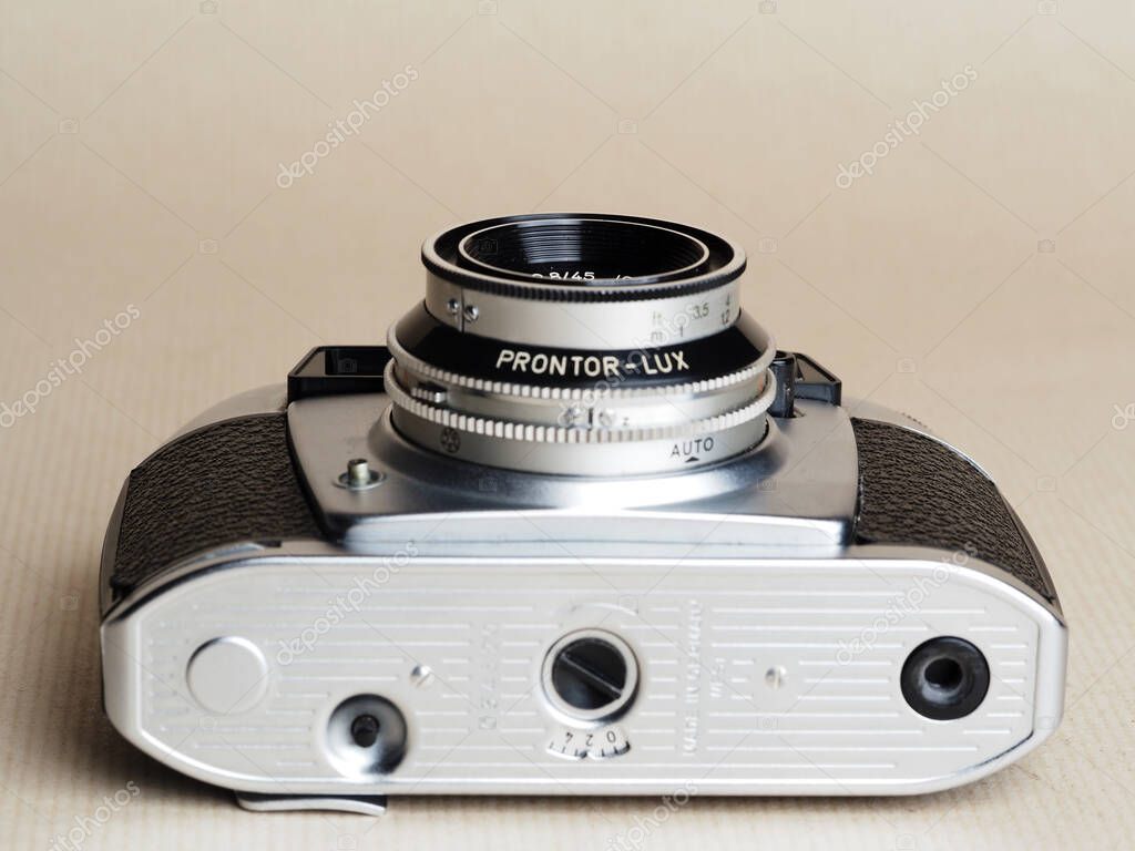 In this photo illustration, Balda Baldinette II Automatic camera is ...