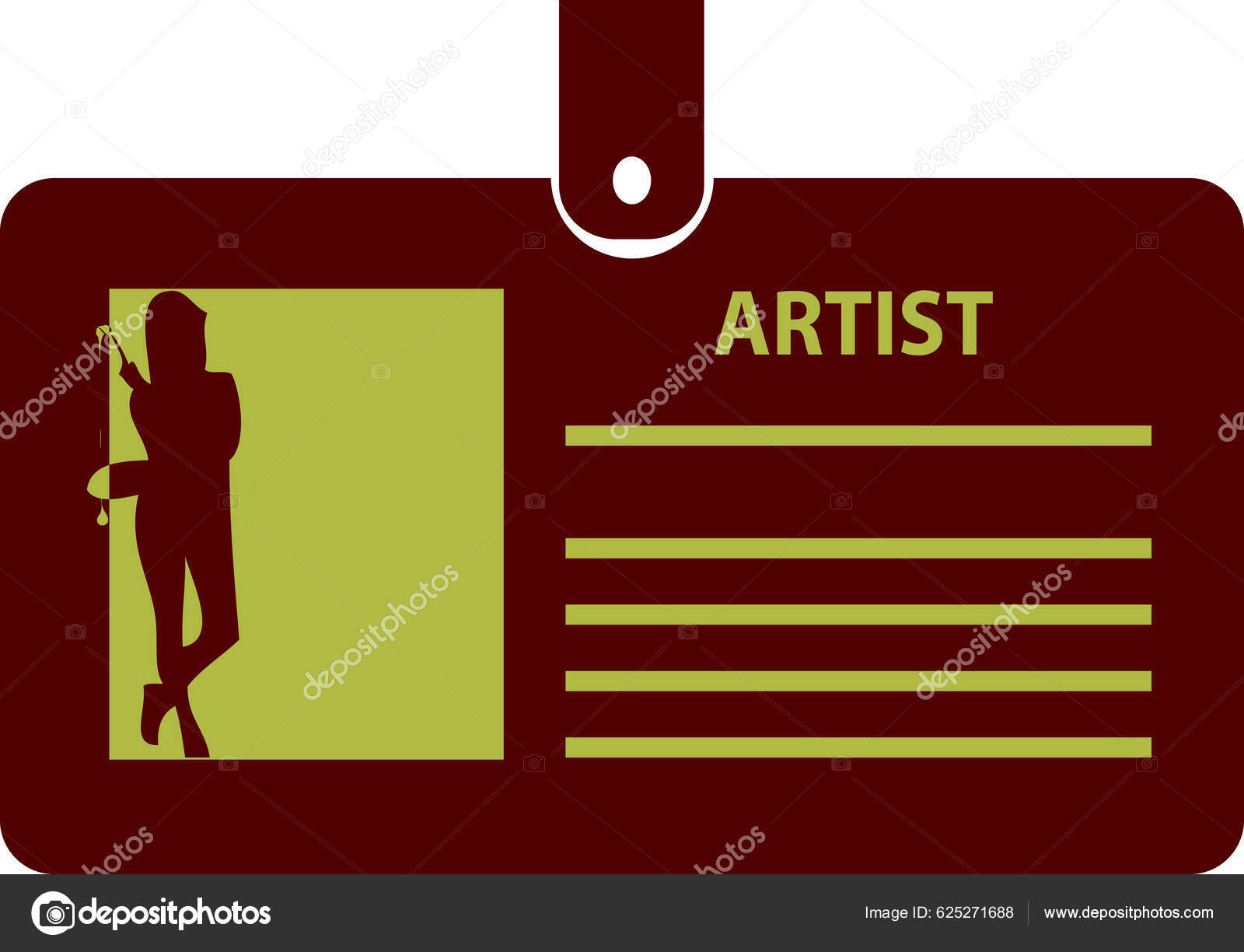 Tarjeta Identificación Artista Clip Ilustración Vectorial Vector de ...