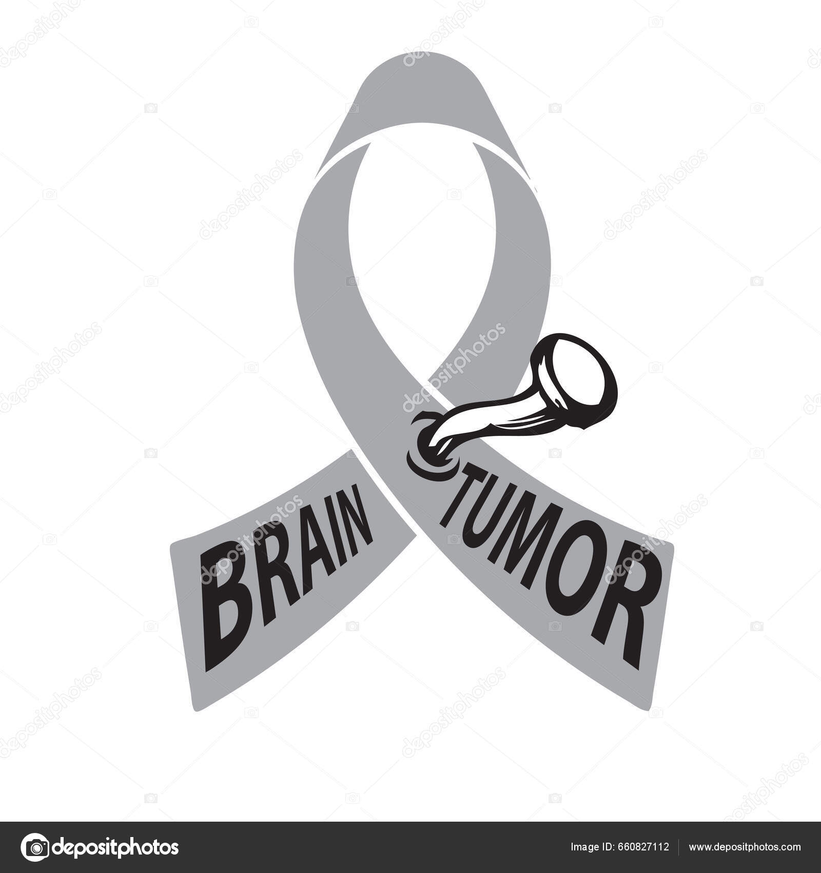 Brain Tumor Symbol Gray Ribbon Vector Illustration Stock Vector by ...