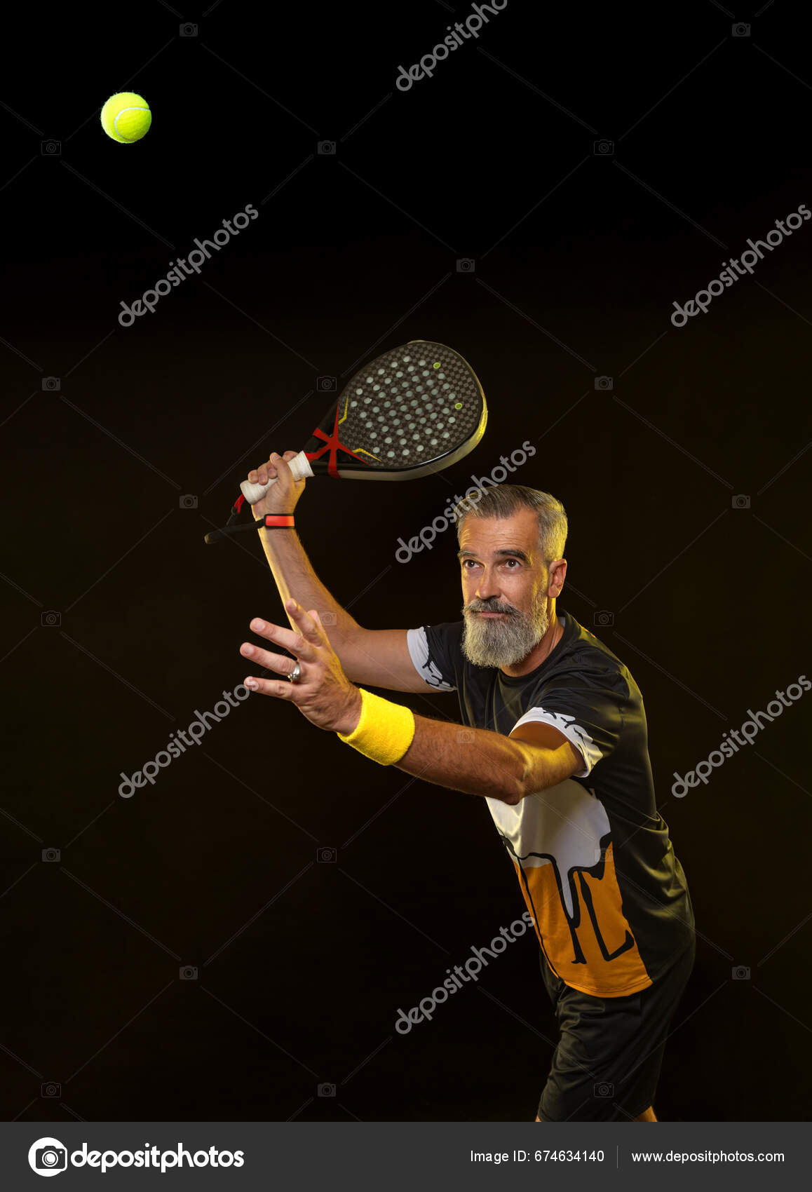 Padel Tennis Player Racket Man Athlete Racket Court Neon Colors — Stock ...