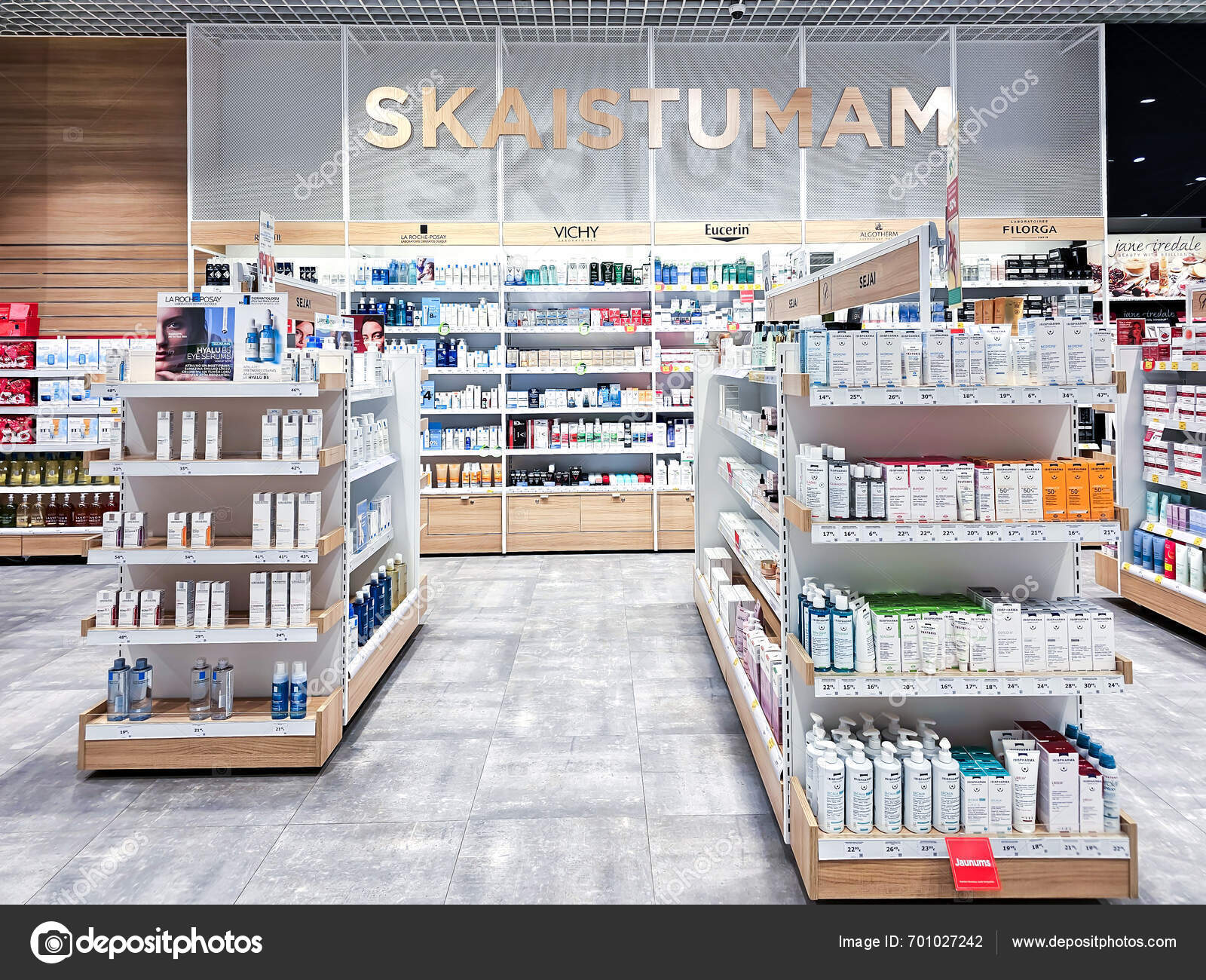Latvia Riga January 2024 Interior Modern Pharmacy Variety Medical Cosmetics — Stock Editorial ...
