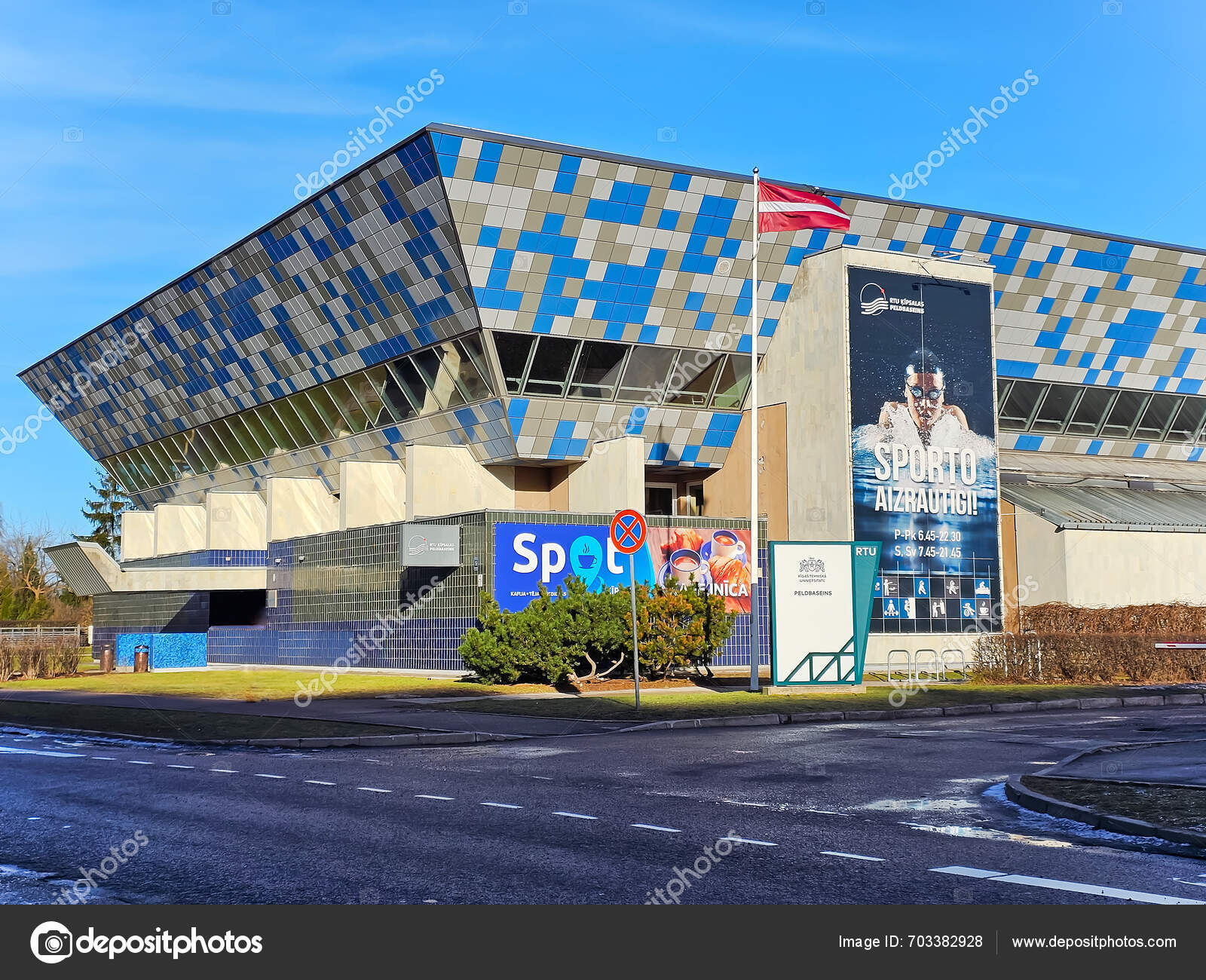 Latvia Riga February 2024 Sports Complex Building Large Swimming Pool ...