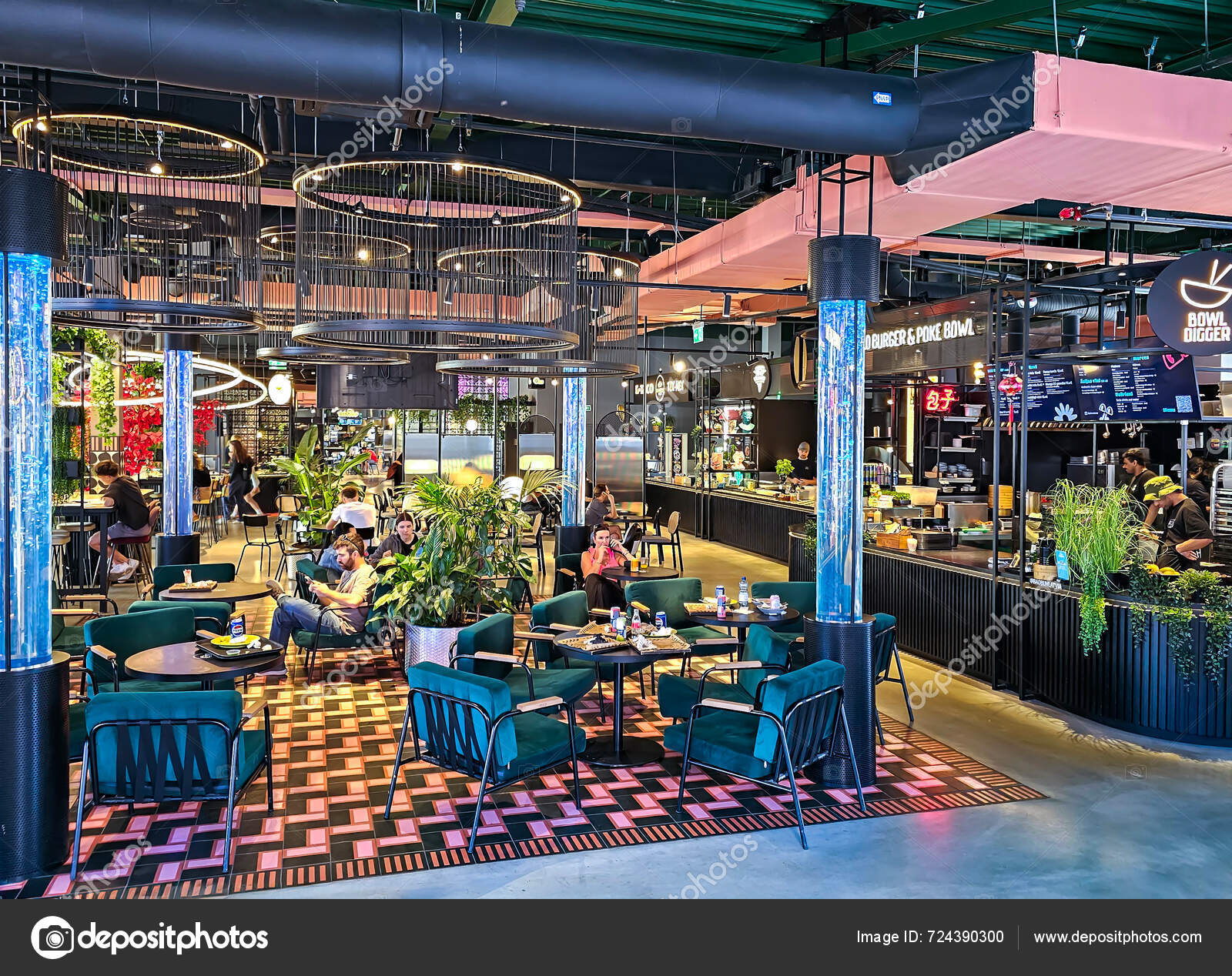 Latvia Riga June 2024 Interior Stasiun Makanan Modern Burzma Dengan ...