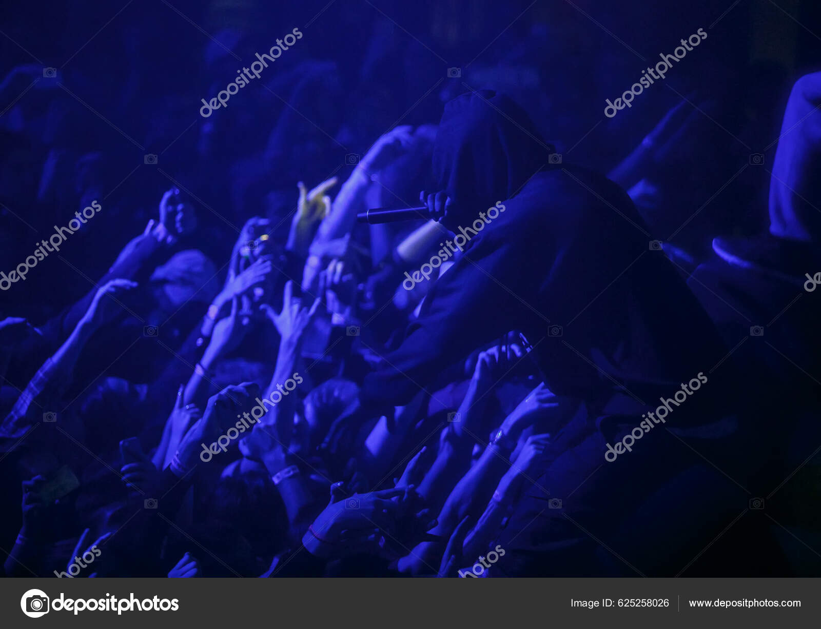 Silhouette Cool Rap Singer Performing Stage Dark Night Club Rapper ...