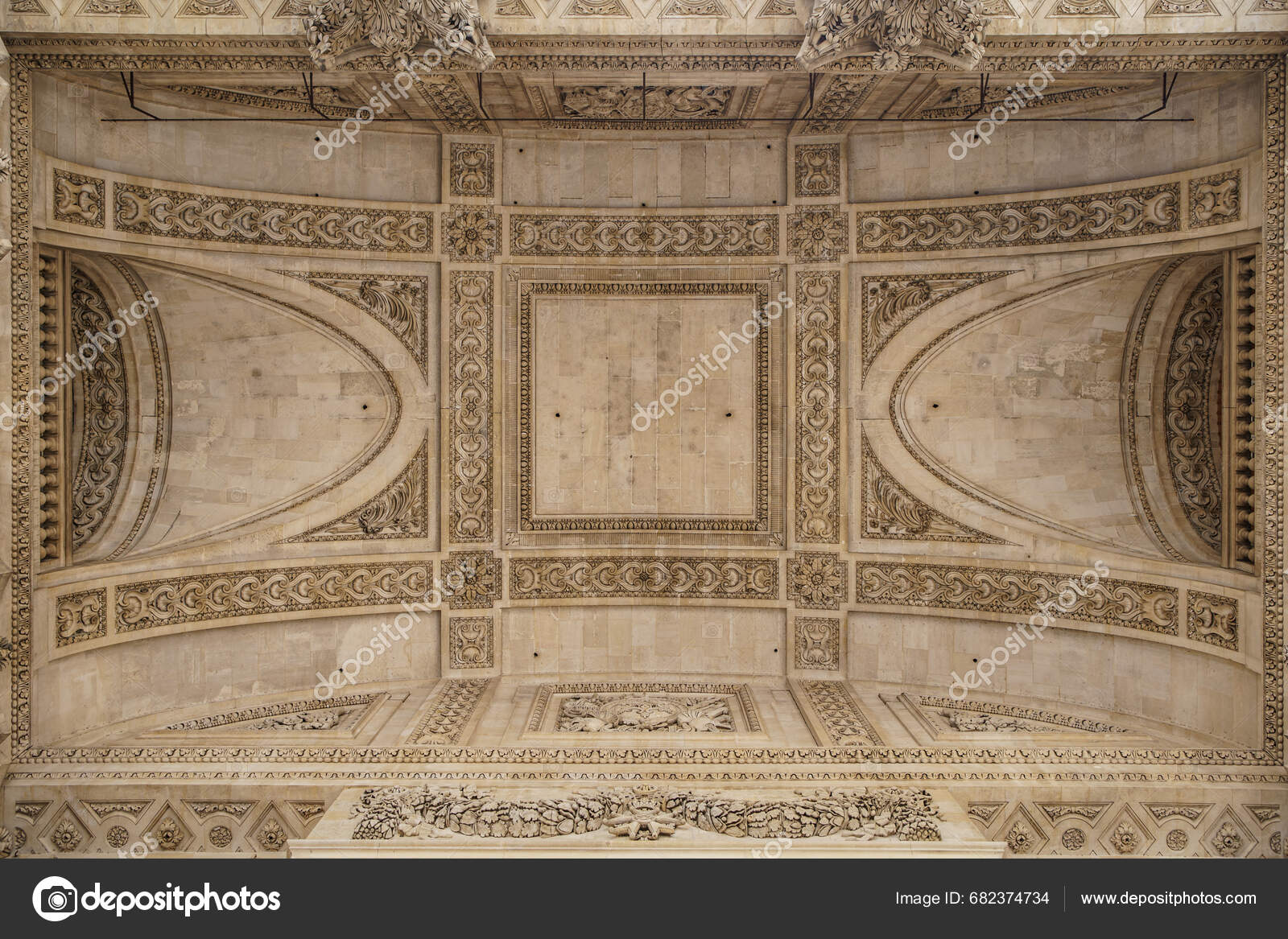 Beautiful Ceiling Pantheon Temple All Gods Photographed Paris April ...