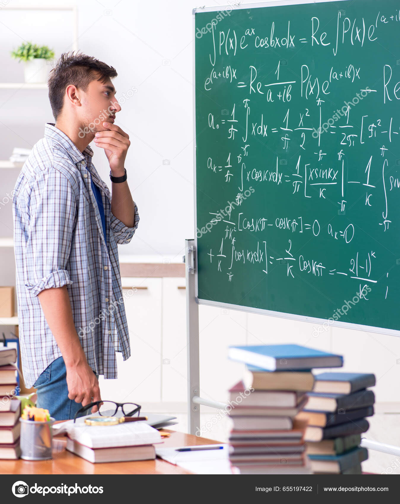 Young Male Student Studying Math School — Stock Photo © Elnur_ #655197422