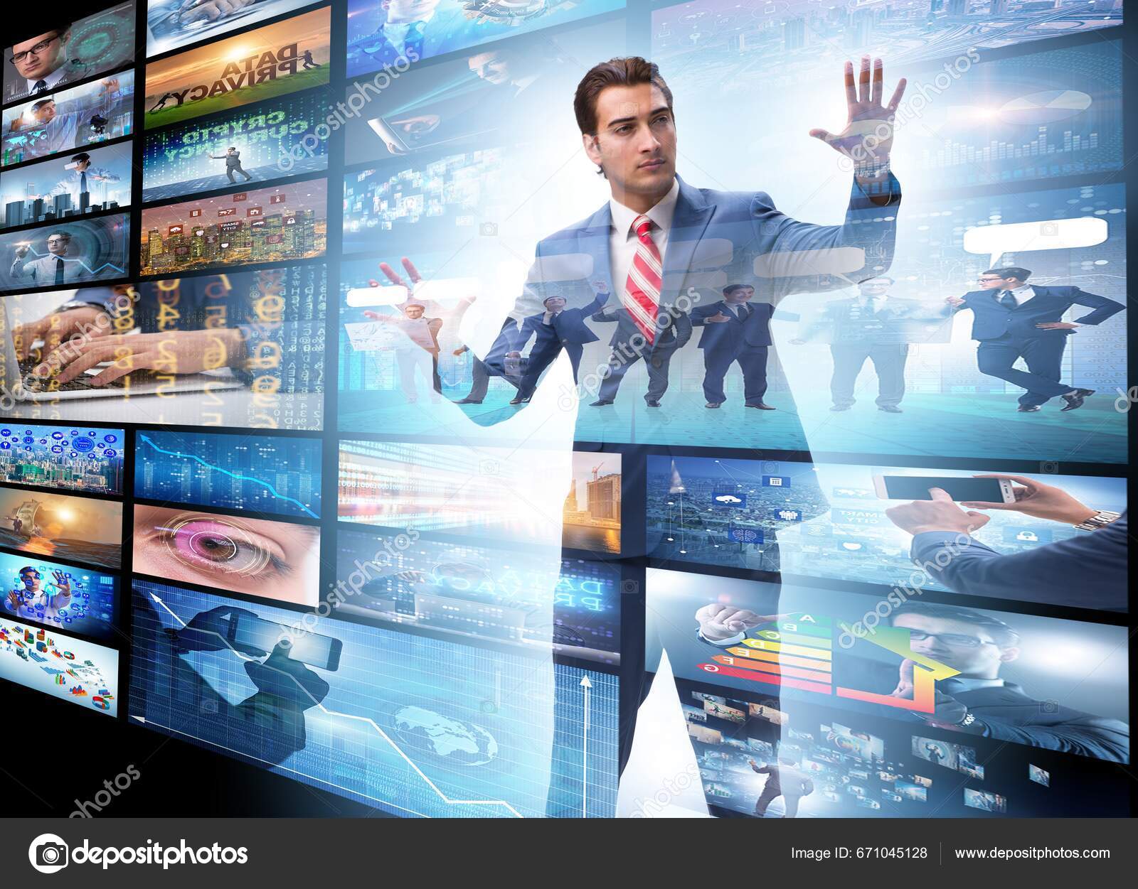 Collage Photos Businessman — Stock Photo © Elnur_ #671045128