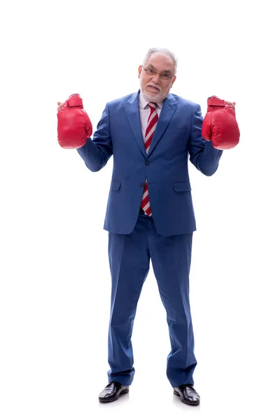 Old Boss Boxing Isolated White — Stock Photo © Elnur_ #682226952