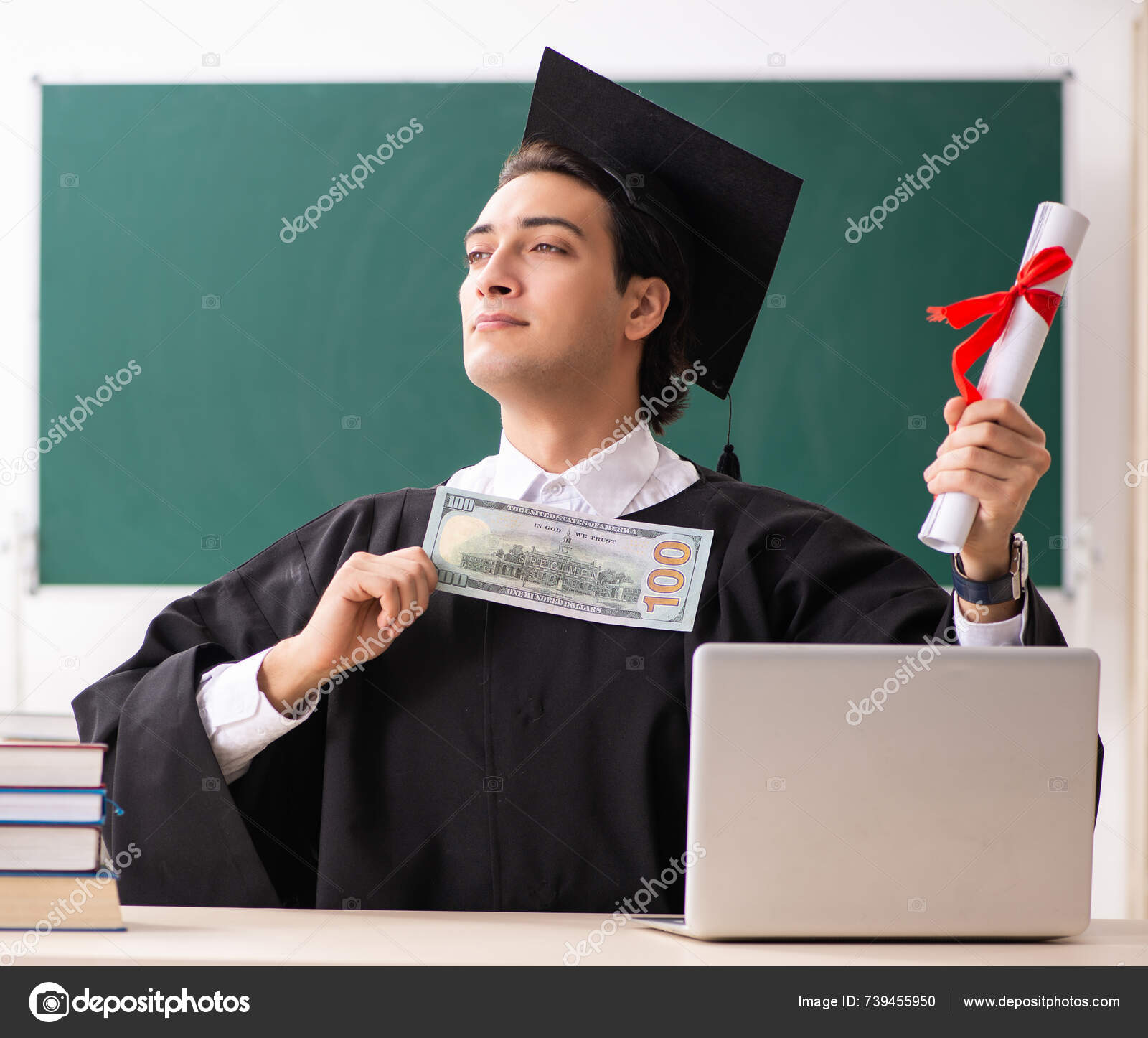 Graduate Student Front Green Board — Stock Photo © Elnur_ #739455950