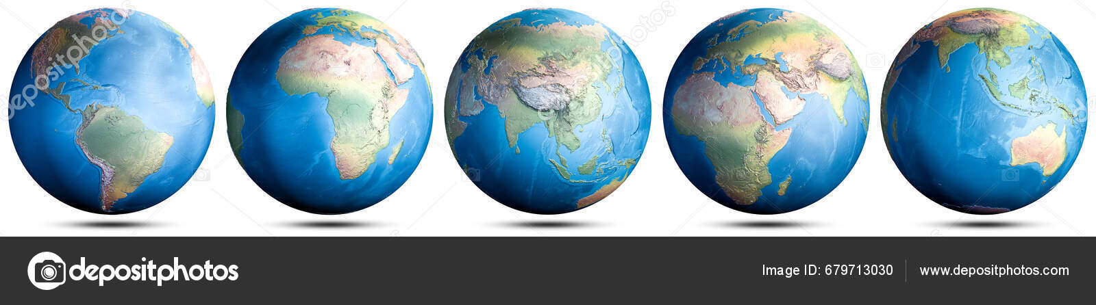 World Globe Planet Map Set Elements Image Furnished Nasa Rendering ...