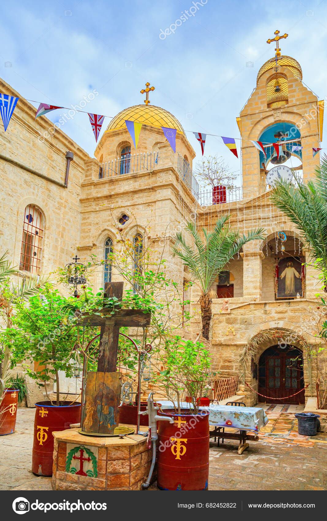Monastery Gerasim Jordan Small Courtyard Male Monastery Jerusalem ...