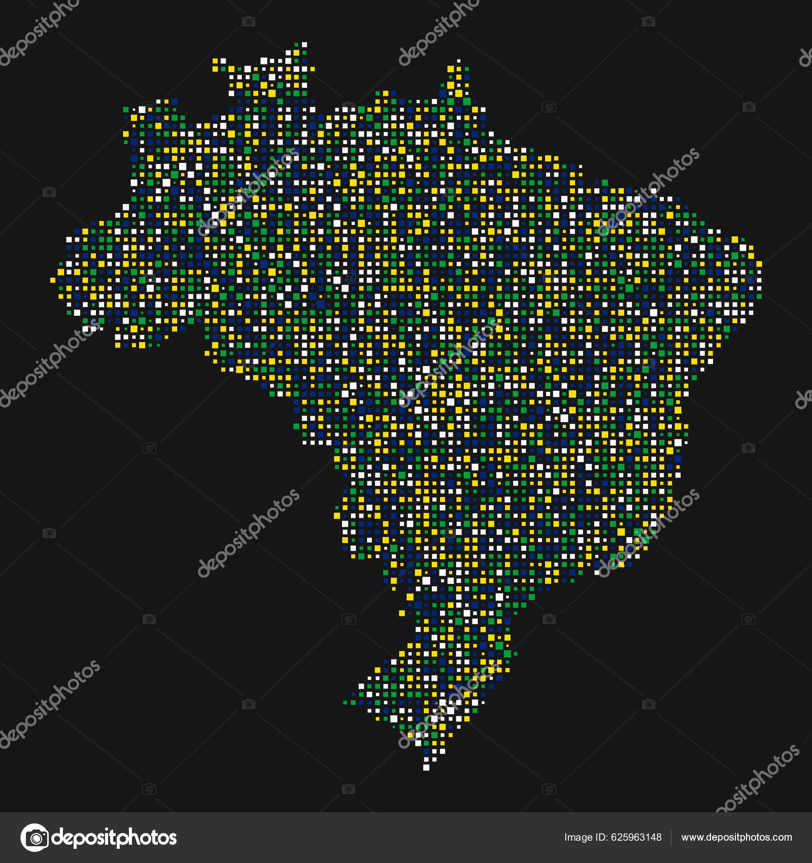 Brasil Silueta Ilustración Patrón Pixelado Vector de stock #625963148 ...