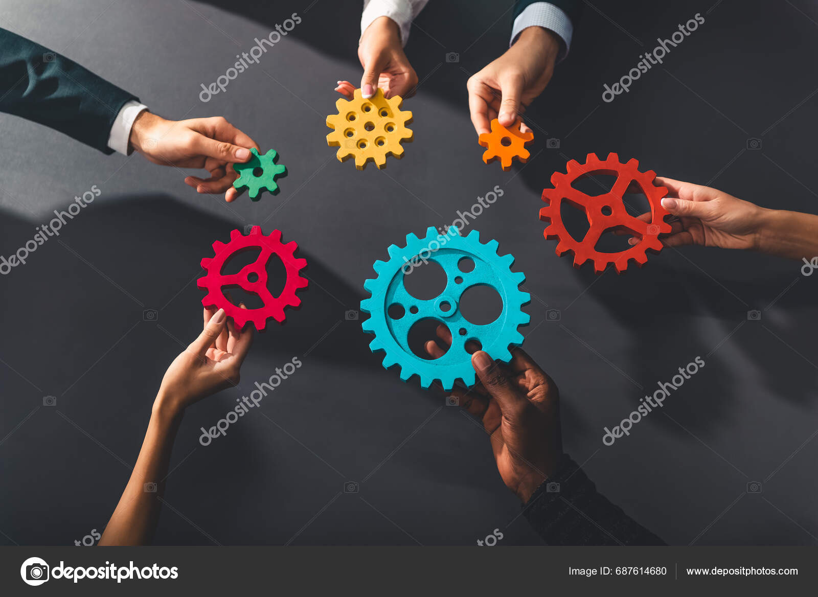 Business People Connect Pieces Gears Partnership Integration Concept ...
