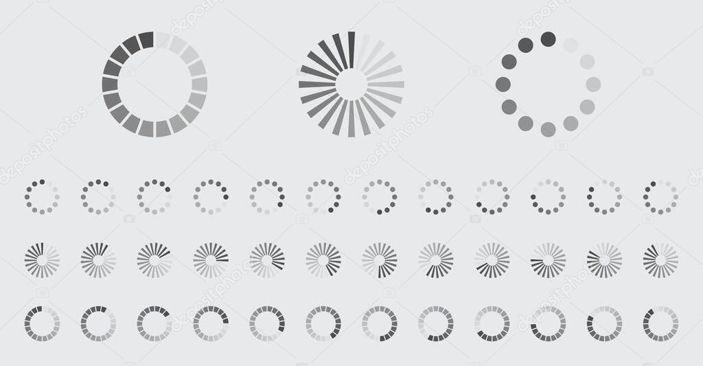 Buffering Iconos de carga circular Conjunto de vectores Video listo ... Buffering Iconos de carga circular Conjunto de vectores Video listo ...