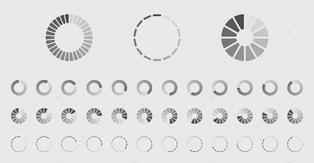 Buffering Iconos de carga circular Conjunto de vectores Video listo para animación Gif Todos los ...