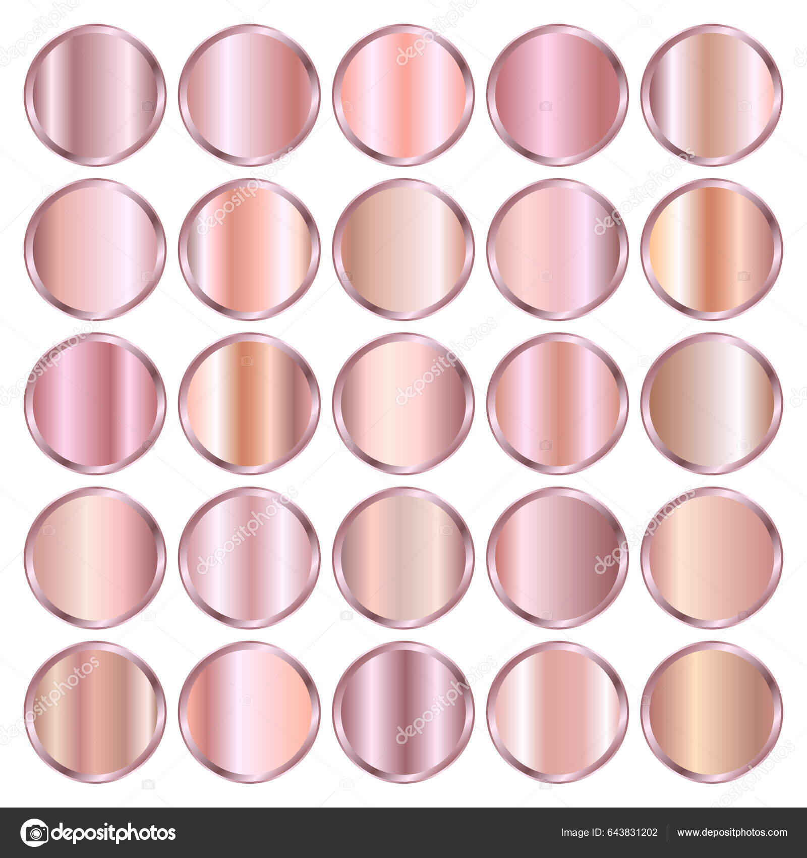 Rose Gold Texture Gradient Plates Vector Set Metallic Design Frames ...