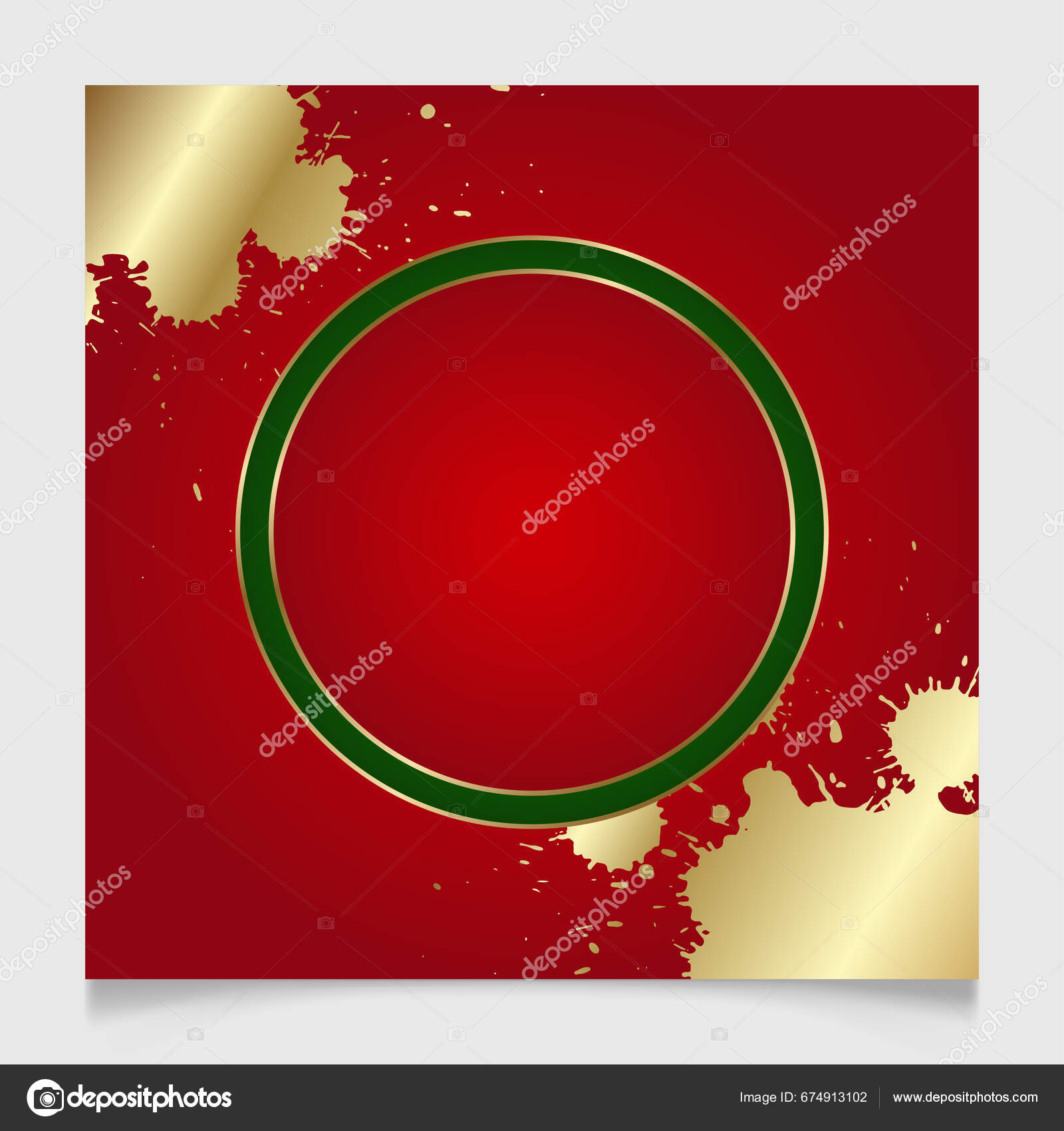 Shiny Glowing Blank Christmas Frame Gold Paint Splatter Winter Holidays ...