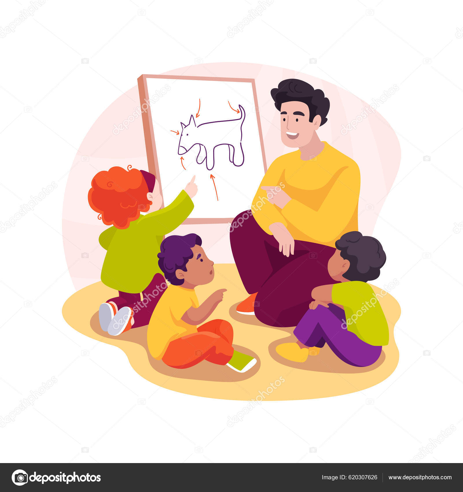 Clipart écouter Le Professeur Image Vectorielle Enseignant Avec Des