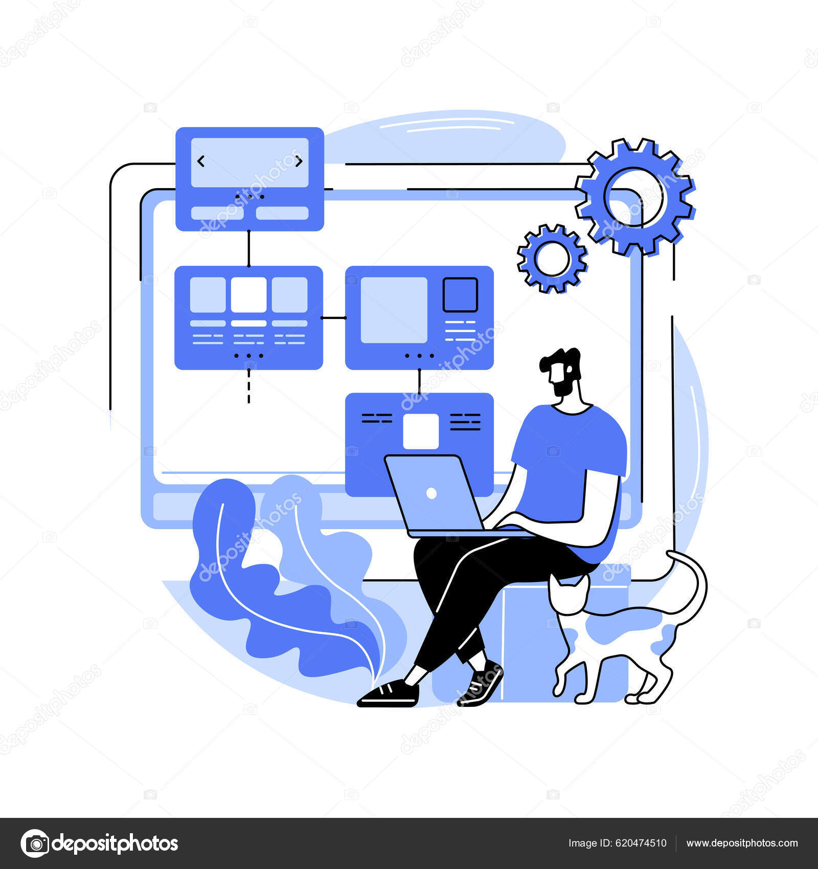 Software Tester Isolated Cartoon Vector Illustrations Concentrated Man ...