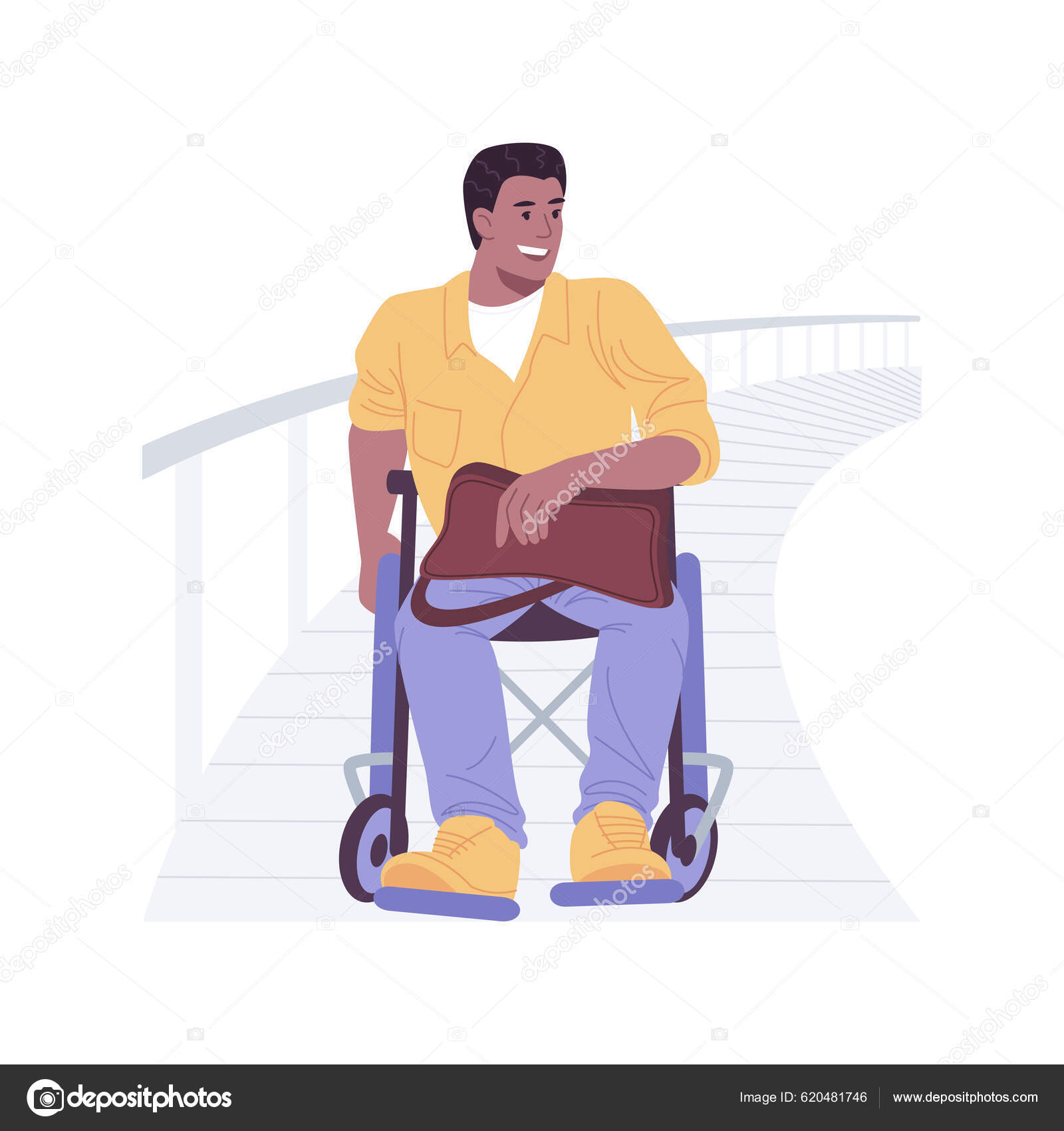 Accessible Path Isolated Cartoon Vector Illustrations Paralyzed Man ...