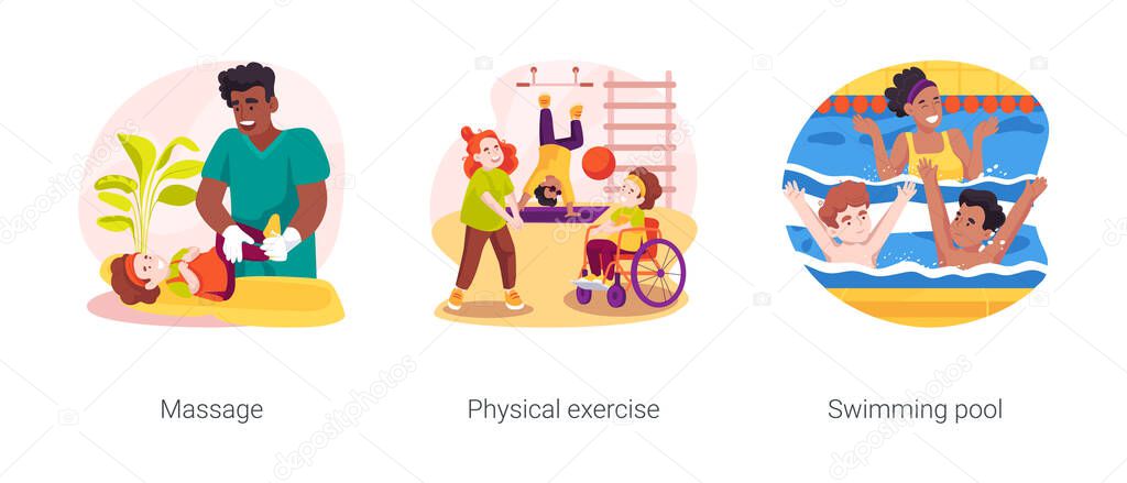 Therapy for disabled children in daycare isolated cartoon vector ...