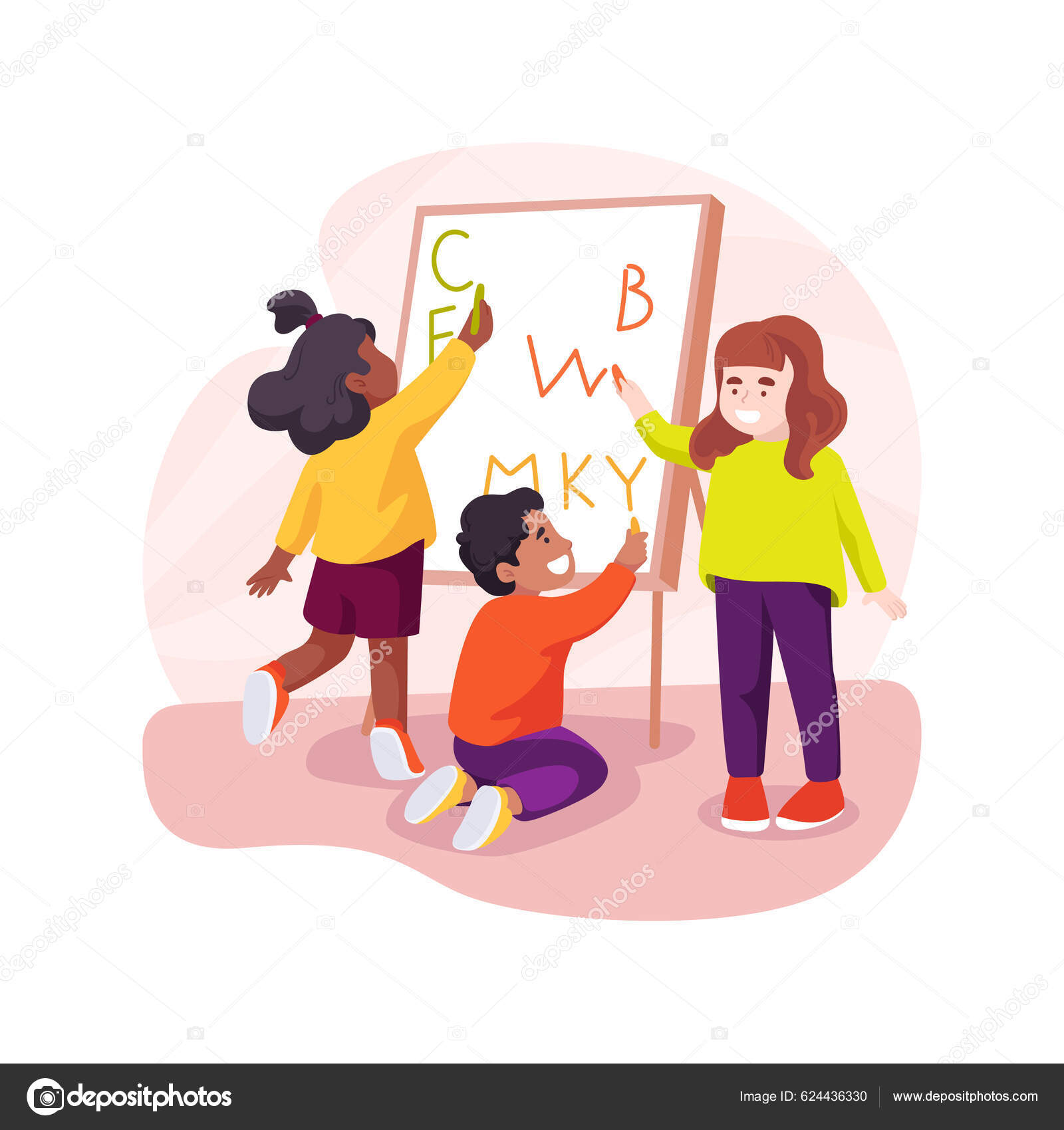 Spelling Words Isolated Cartoon Vector Illustration Children Writing ...