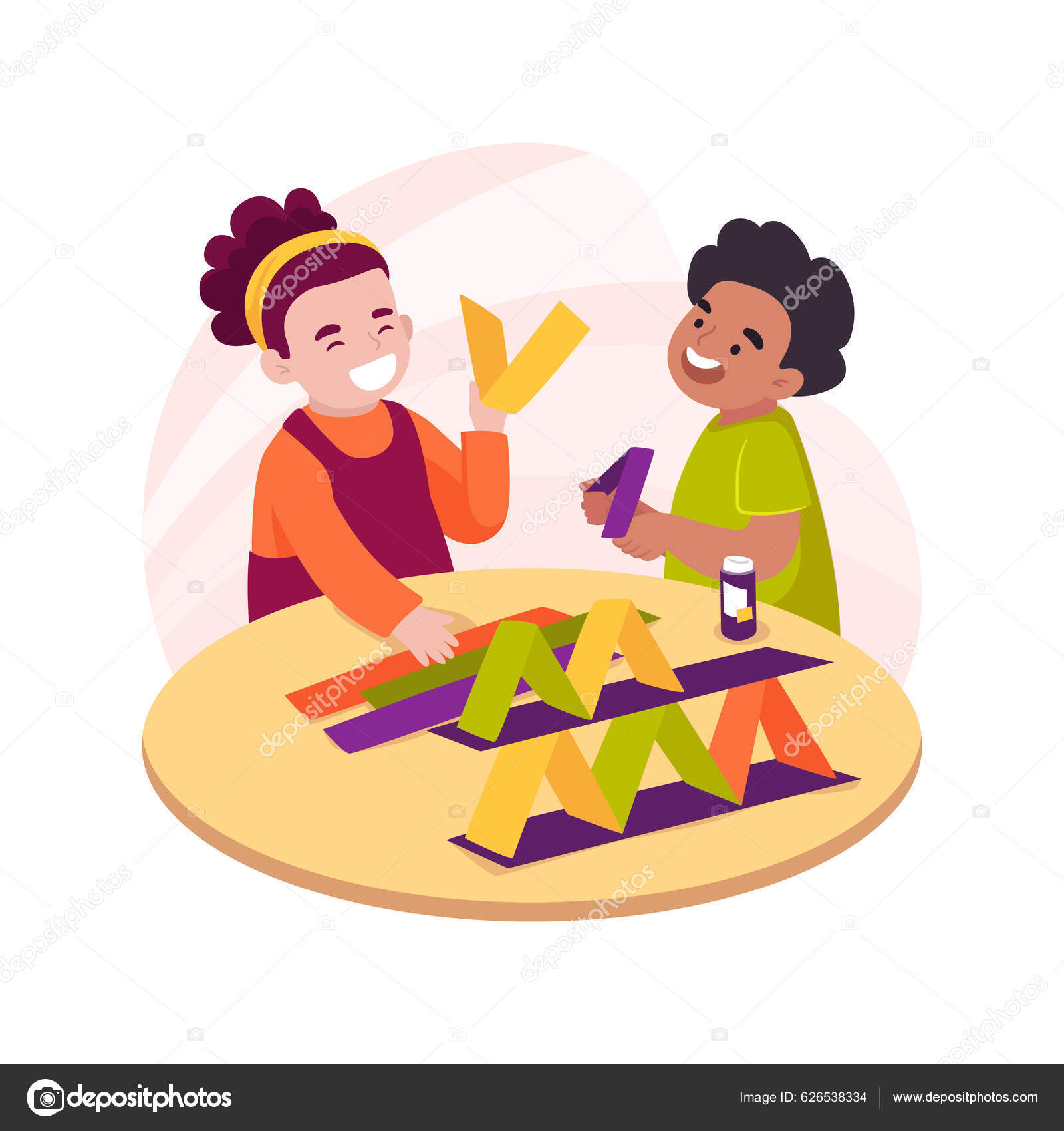 Paper Modelling Isolated Cartoon Vector Illustration Children Paint ...