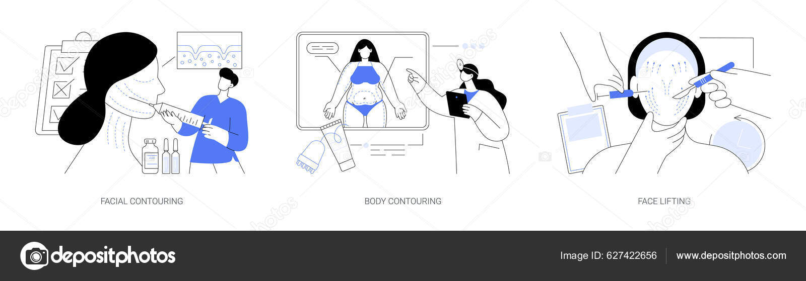 Beauty Procedure Abstract Concept Vector Illustration Set Facial Body ...