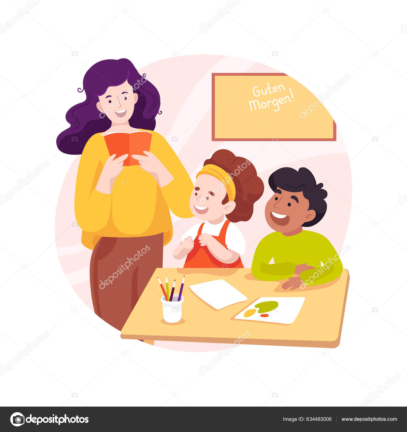 Storytelling Isolated Cartoon Vector Illustration Teacher Tells Story ...