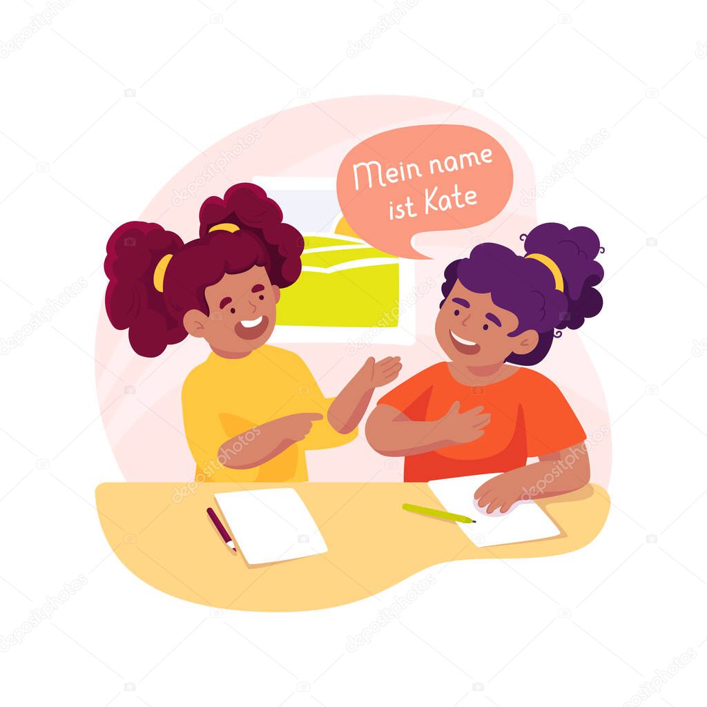 Presentándose en lengua extranjera ilustración vectorial de dibujos ...