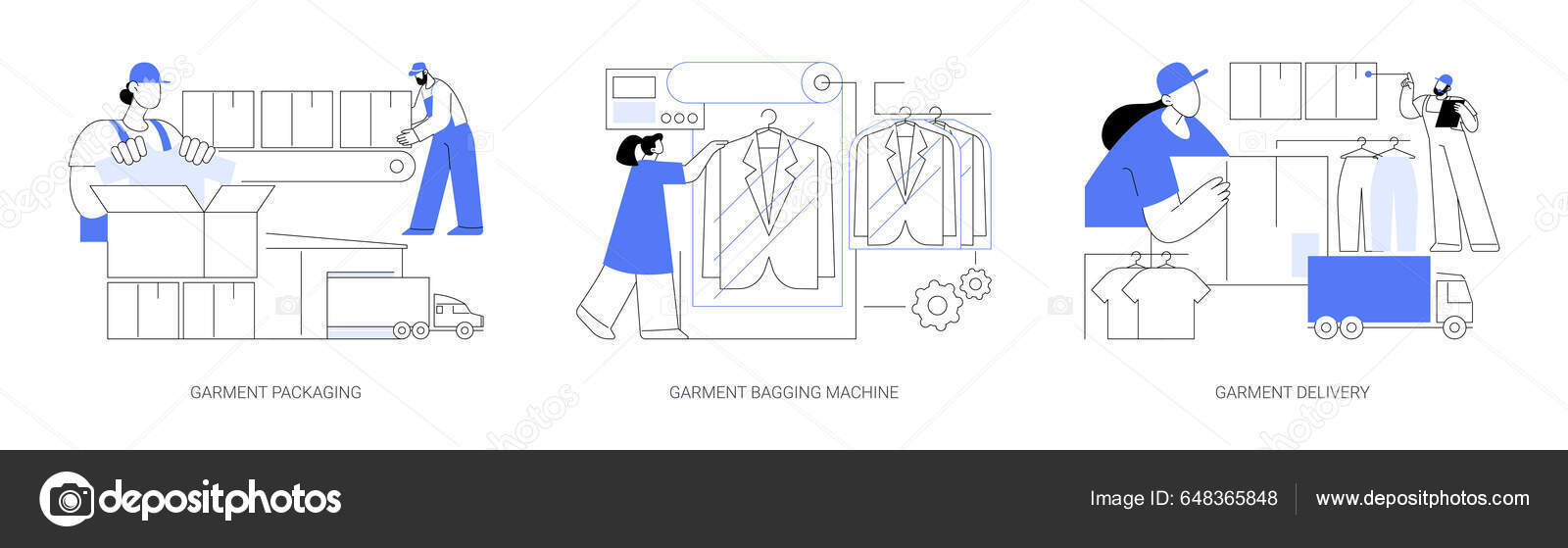Apparel Manufacturing Abstract Concept Vector Illustration Set Garment ...